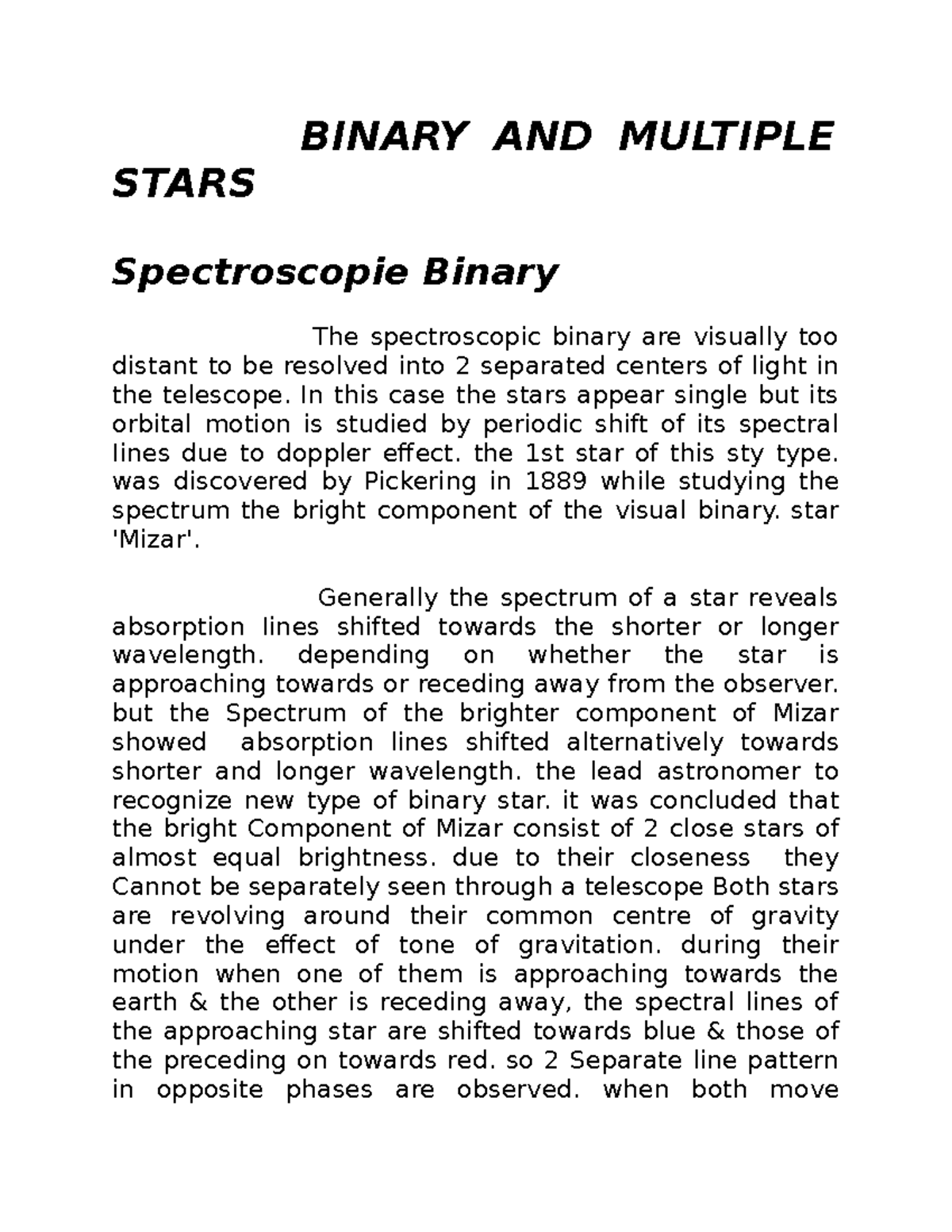 Binary AND Multiple Stars - spectroscopic binary, eclipsing binary ...