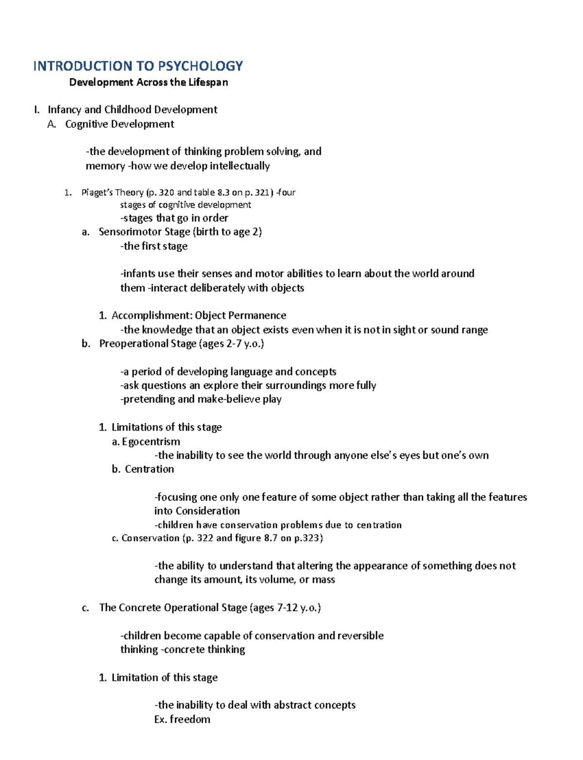 Introduction to Psychology - INTRODUCTION TO PSYCHOLOGY Development ...