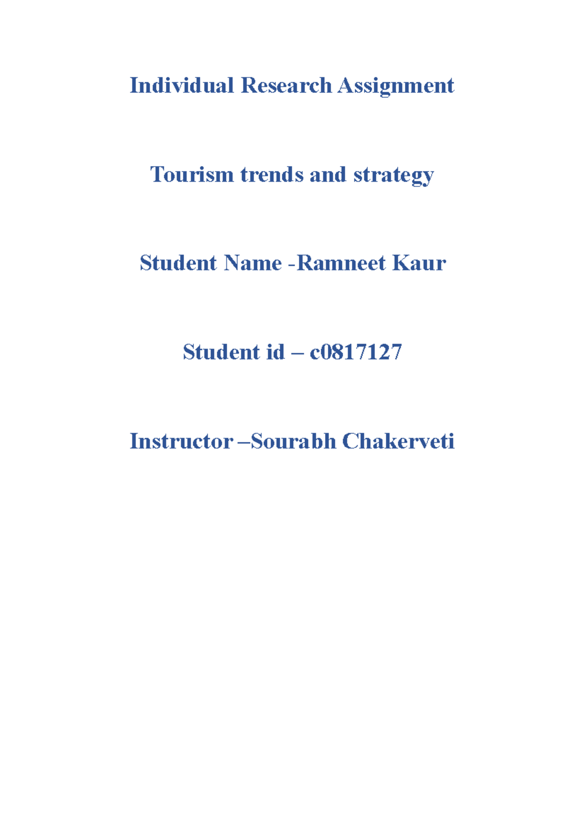 Research individual tourism - Individual Research Assignment Tourism ...