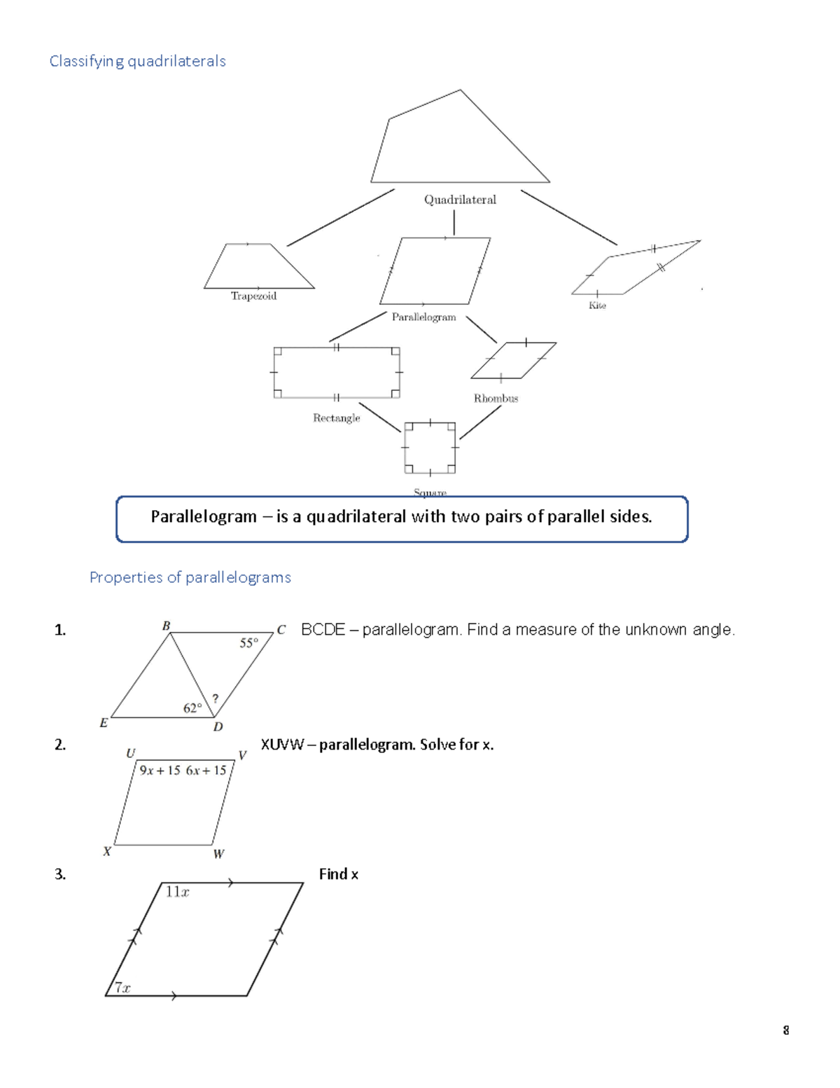 Unit 8 Polygons classifying plus extra practice - Classifying ...