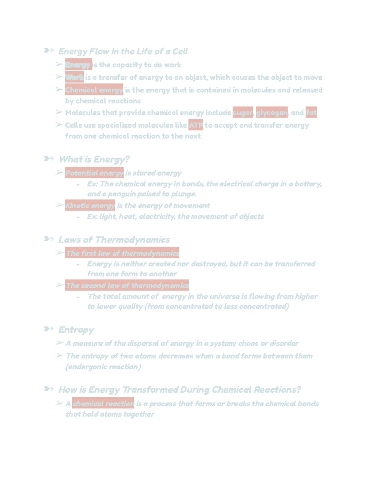 Energy Flow In the Life of a Cell lecture notes - Energy Flow In the ...