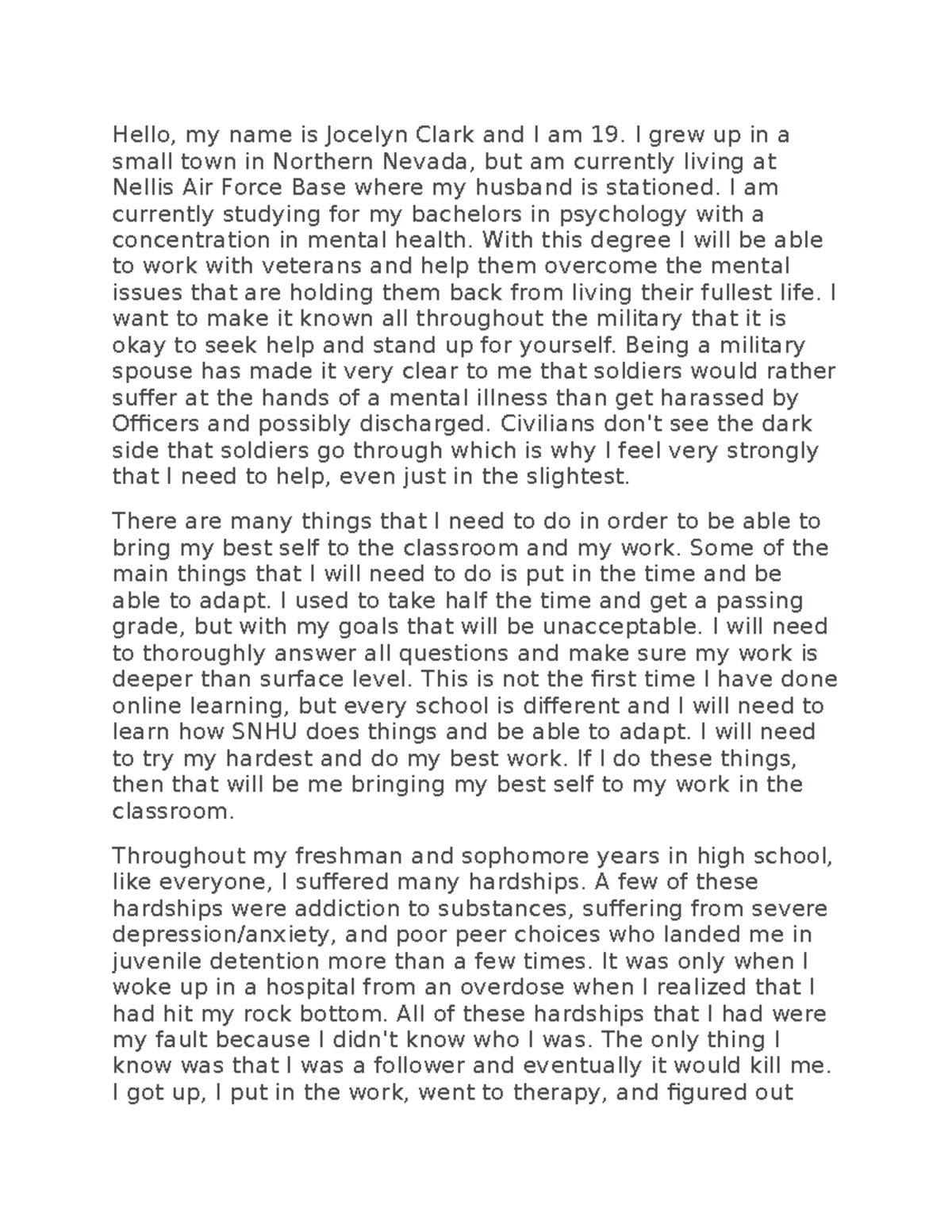 1-4 Discussion.Your Best Self. Owning Your Success - Hello, my name is ...