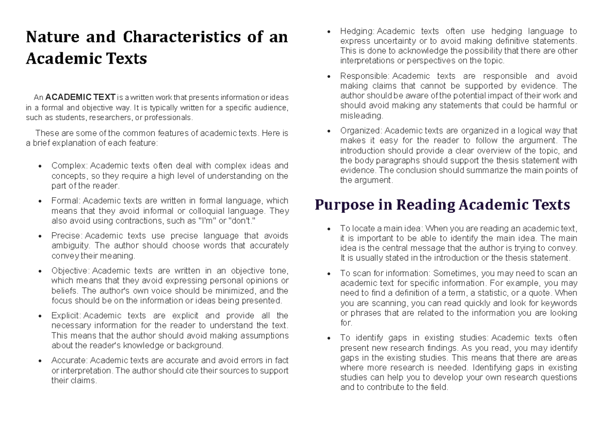 Academic Language - reviewer - Cassandra - Nature and Characteristics ...