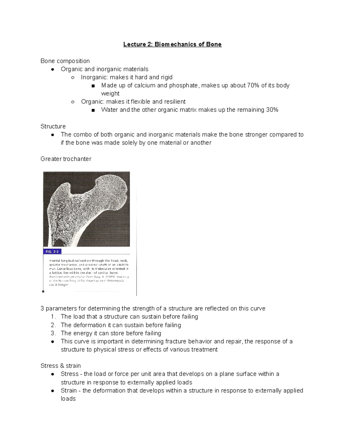 Biomechanics: Bones - Lecture 2: Biomechanics of Bone Bone composition ...