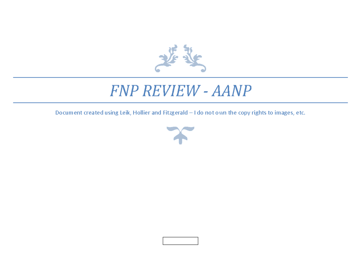 Copy of Amarina Study Guide - FNP REVIEW - AANP Document created using ...