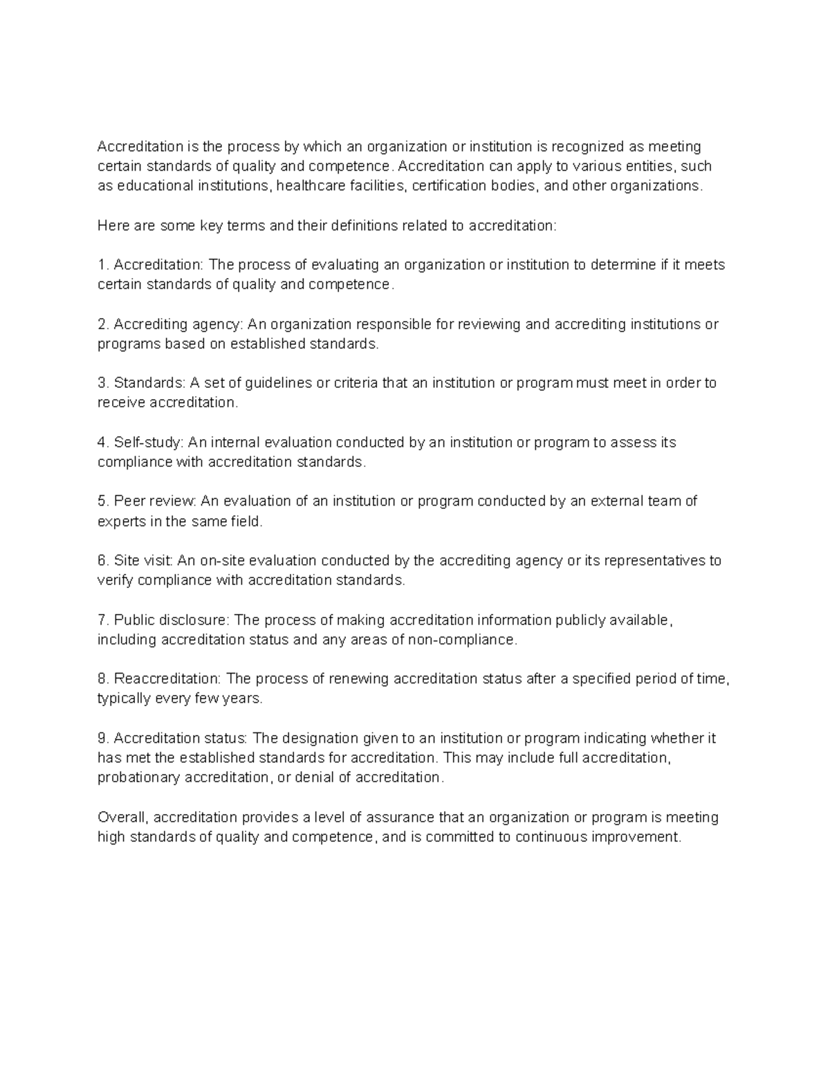 Untitled document - exAM NOTES - Accreditation is the process by which ...