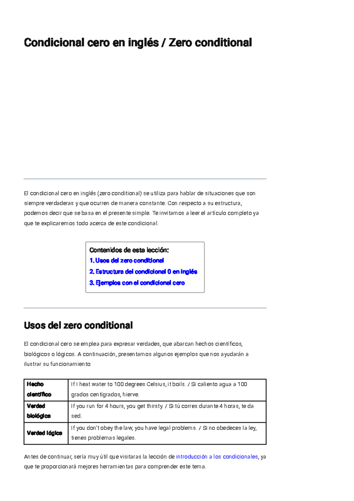 Condicional Cero en inglés Zero Conditional - Con respecto a su ...
