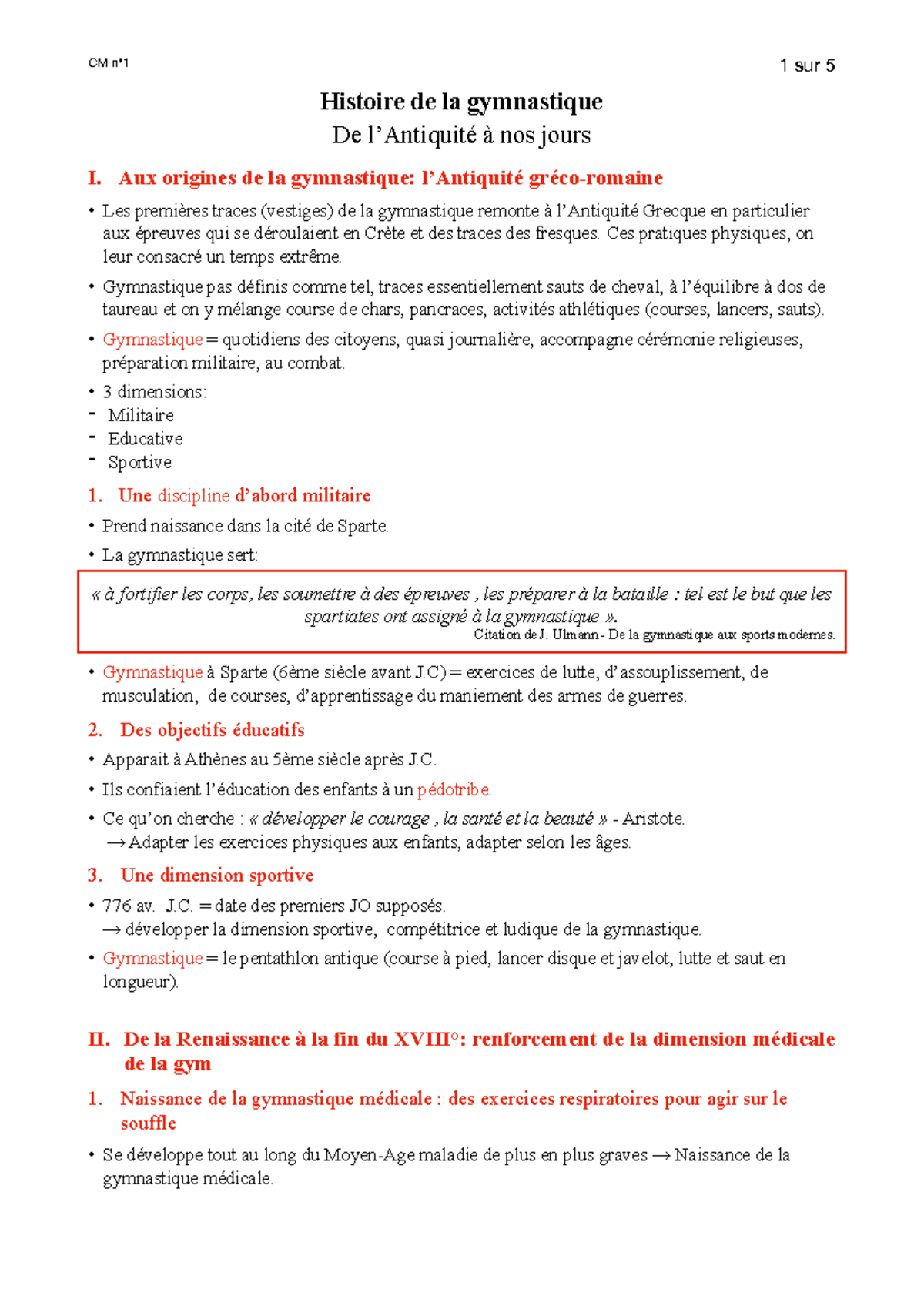 Cours magistral gymnastique - Histoire de la gymnastique De l’Antiquité ...