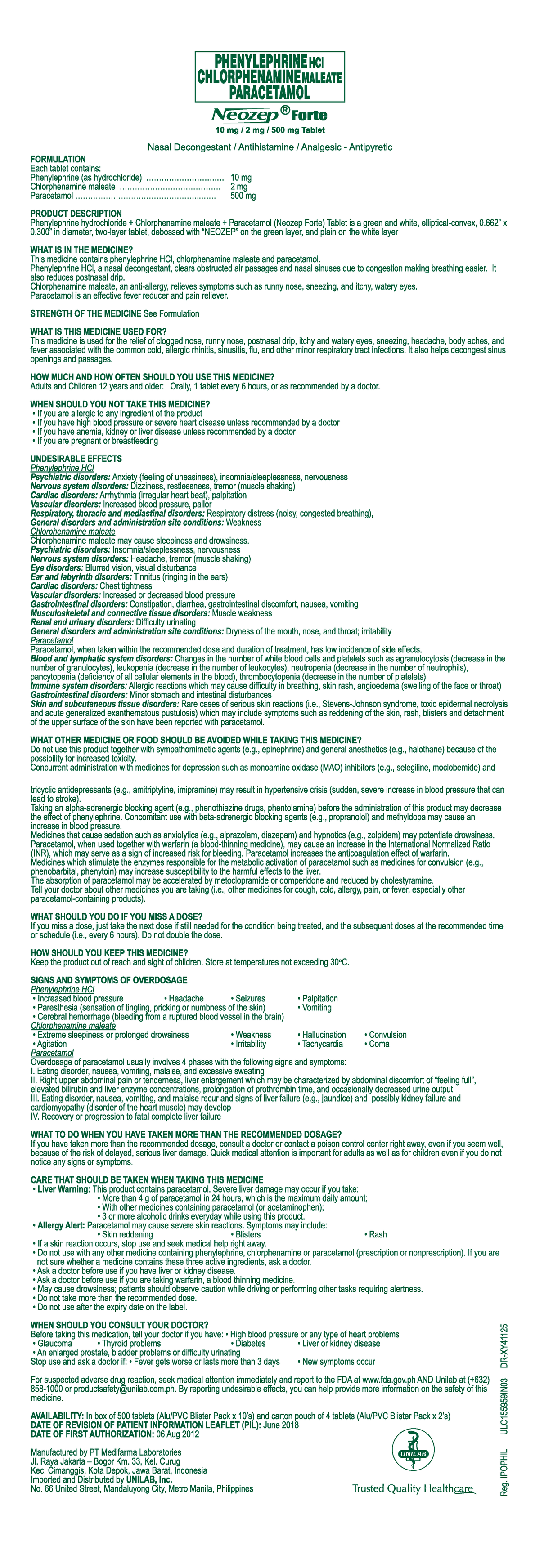 Neozep-Forte-PIL - Neozep - PHENYLEPHRINE HO CHLORPHENAMINEMALEA ...