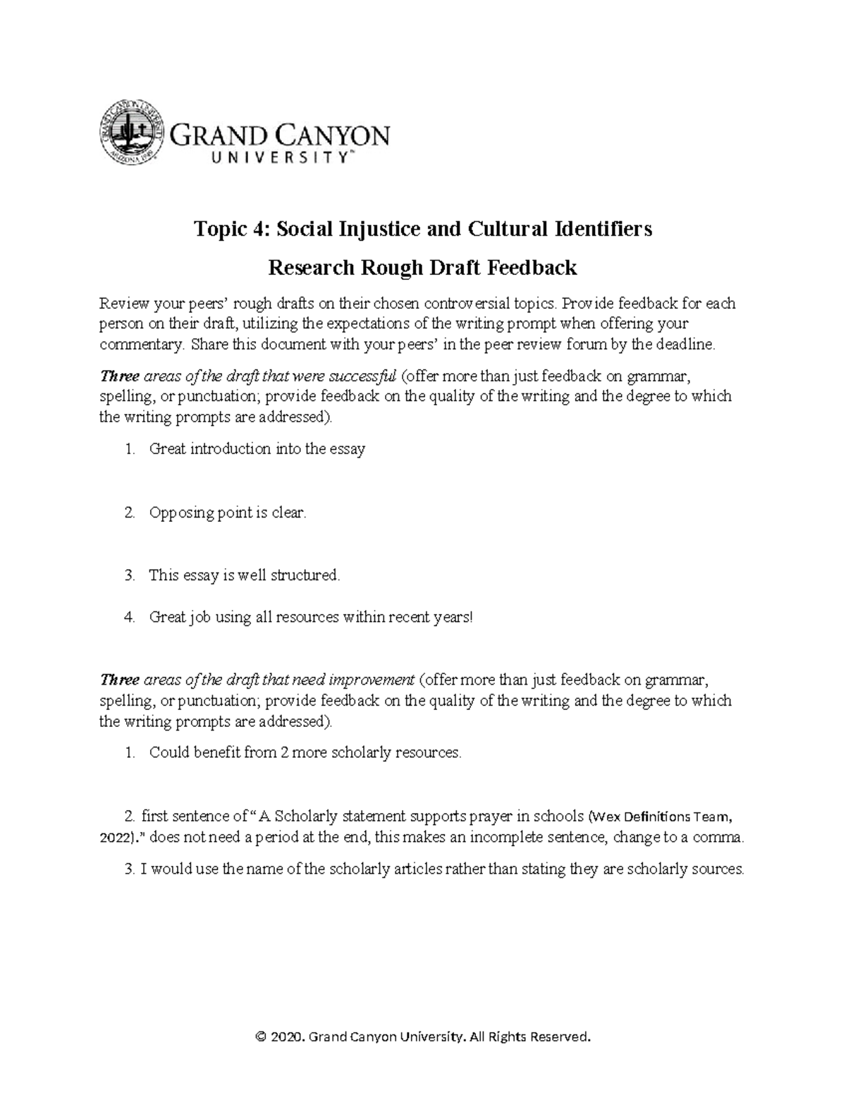 EDU-330Peer Review - Topic 4: Social Injustice and Cultural Identifiers ...