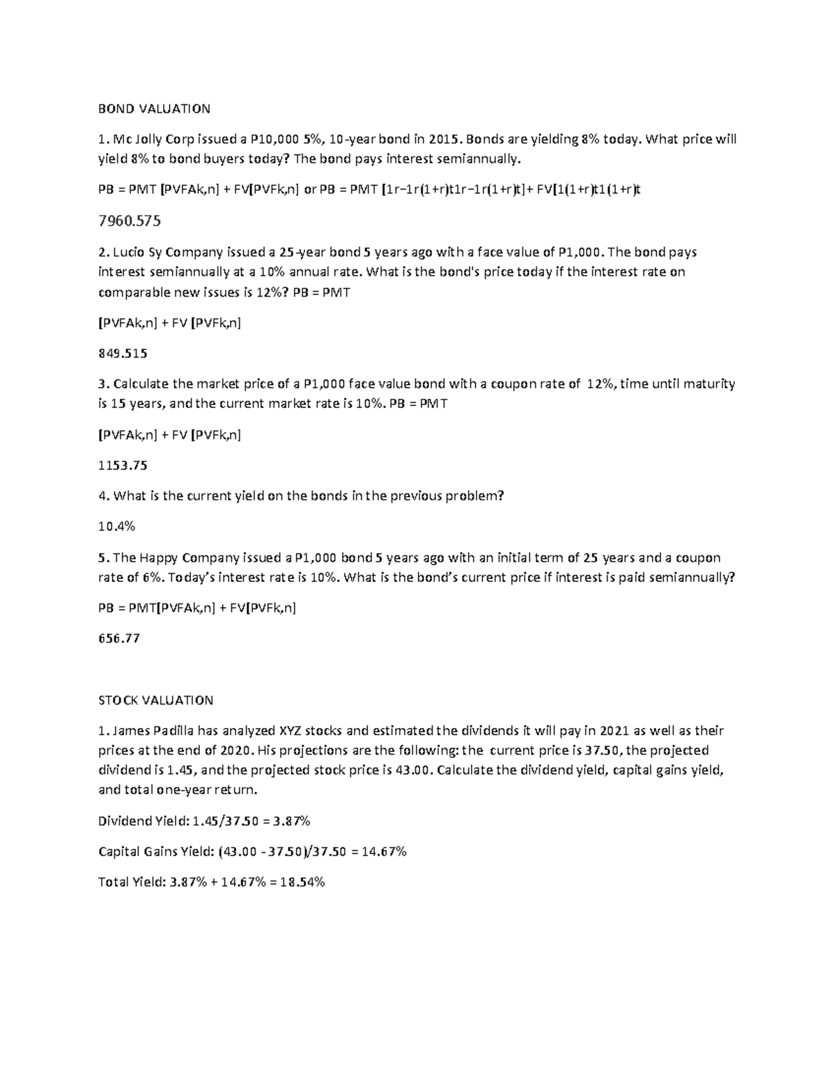 Assignment 4.1 - Valuation of Bonds and Stocks - BOND VALUATION Mc ...