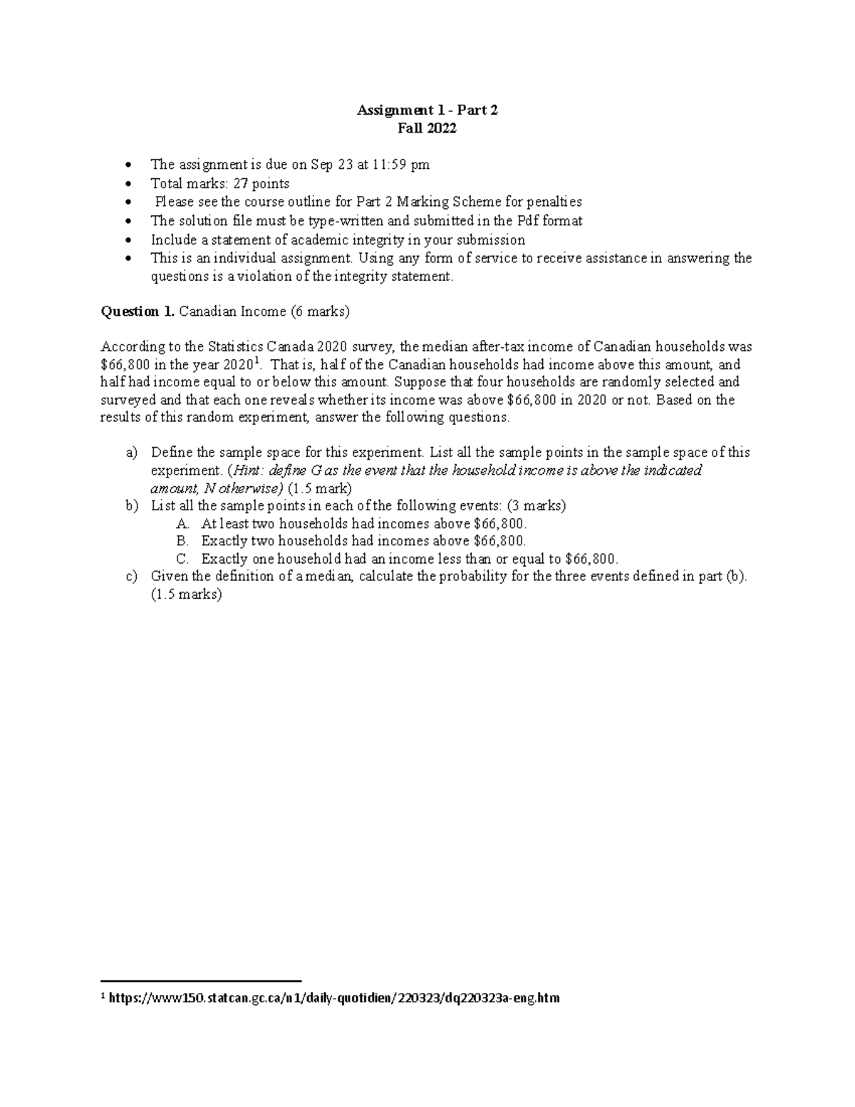 Assignment 1-Part 2 - Statistics for Management questions with solutions - Assignment 1 - Part 2 ...