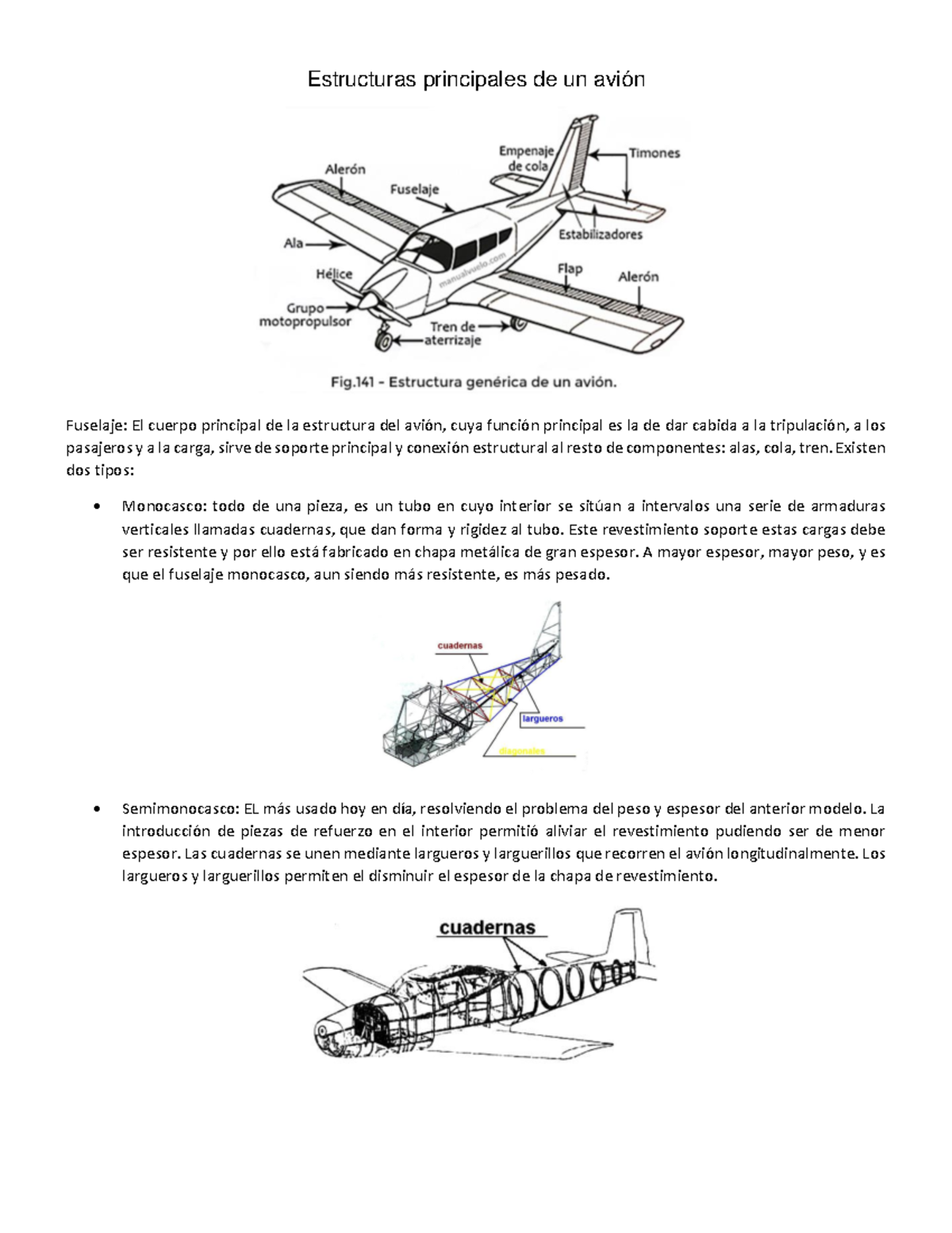Estructuras principales de un avión - Estructuras principales de un ...