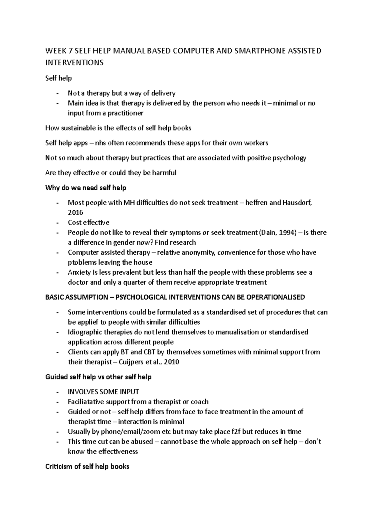 WEEK 7 SELF HELP Manual Based Computer AND Smartphone Assisted ...