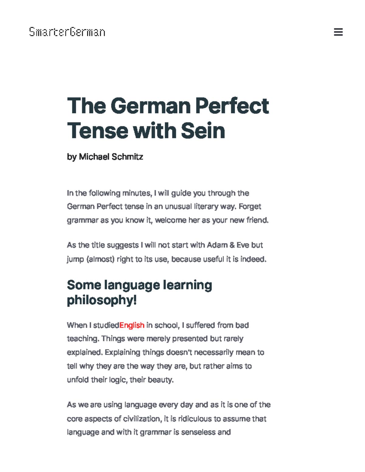 The German Perfect Tense With Sein Smarter German - The German Perfect ...