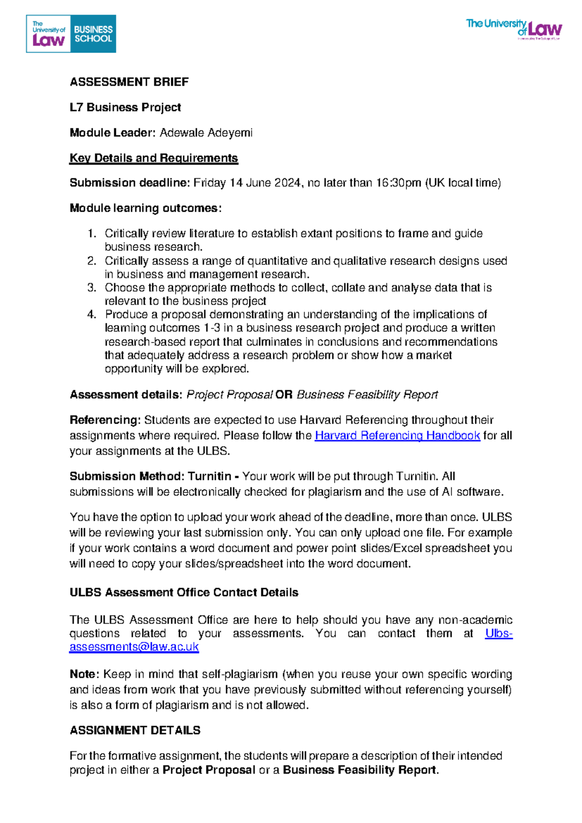 2324 bp l7 ce01 assessment brief formative - ASSESSMENT BRIEF L7 ...