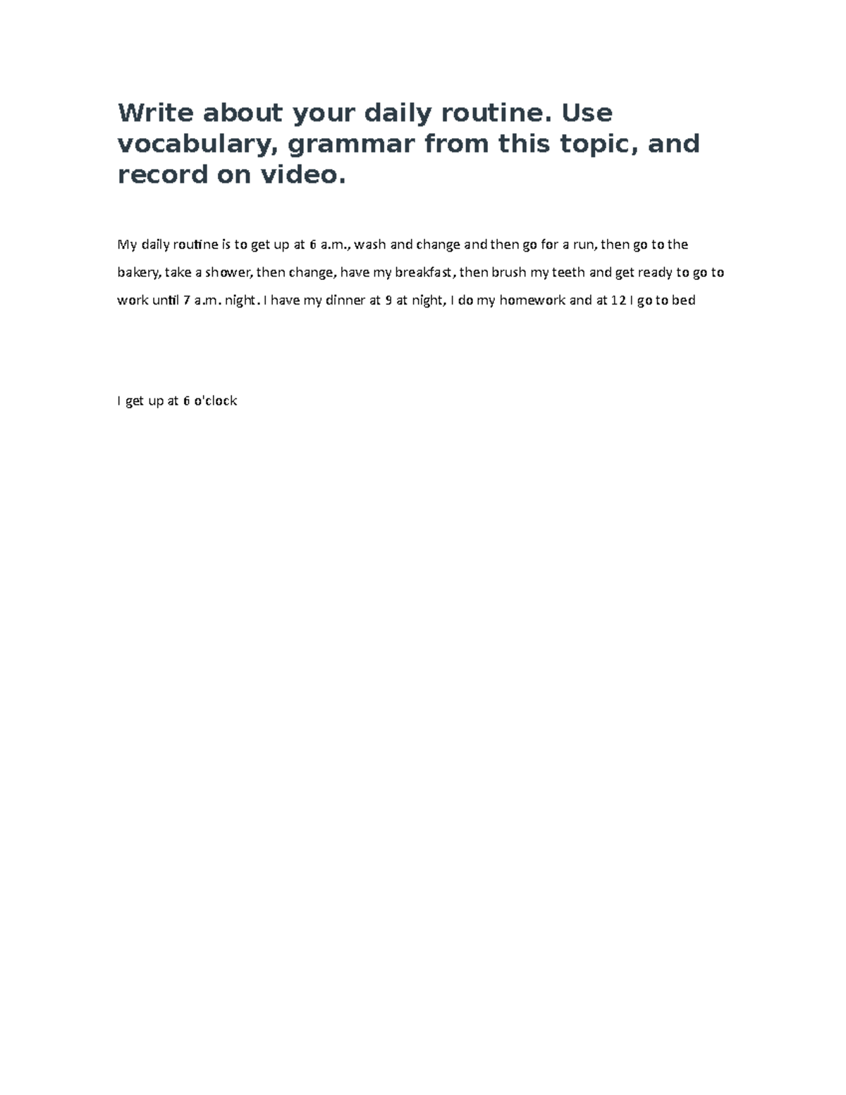 (ACV-S06) Homework - “Mi rutina diaria” - Inglés aplicado II - Write ...