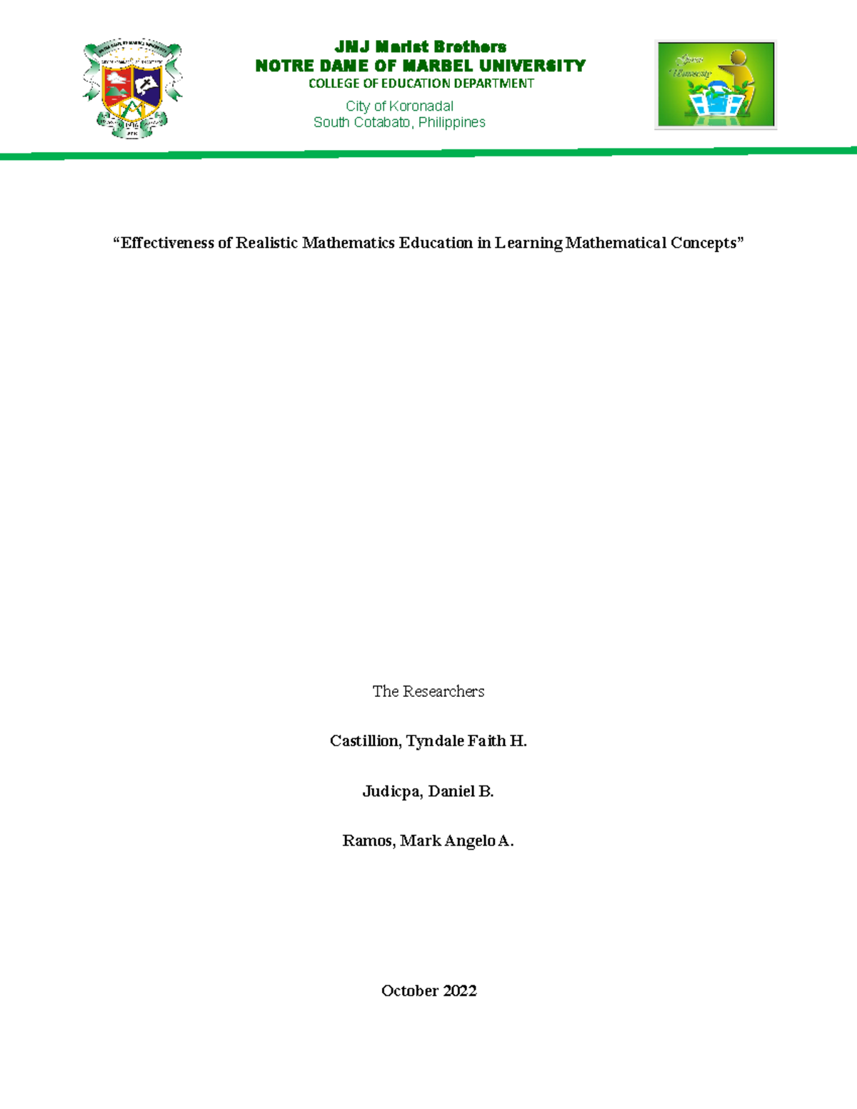 Introduction- Method- Final - “Effectiveness of Realistic Mathematics ...
