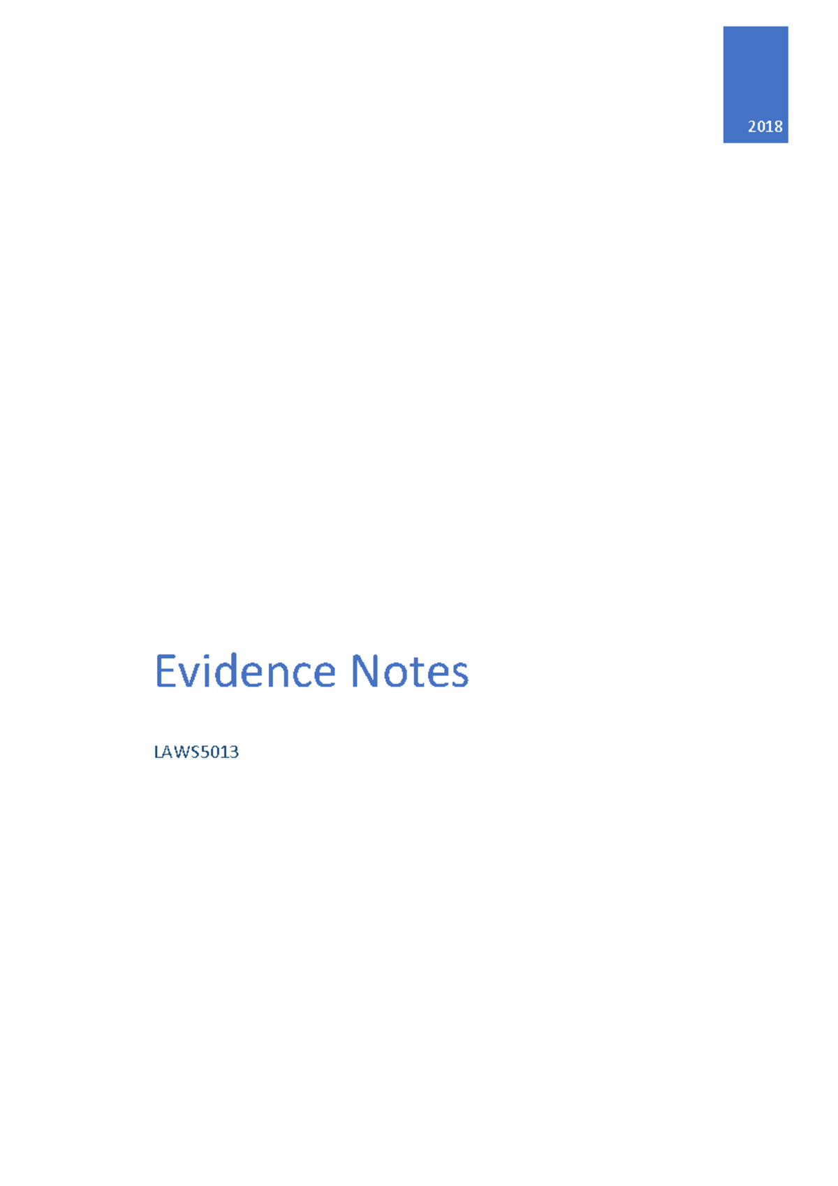 Evidence-notes - Summary Advanced Legal Research II - 2018 Evidence ...