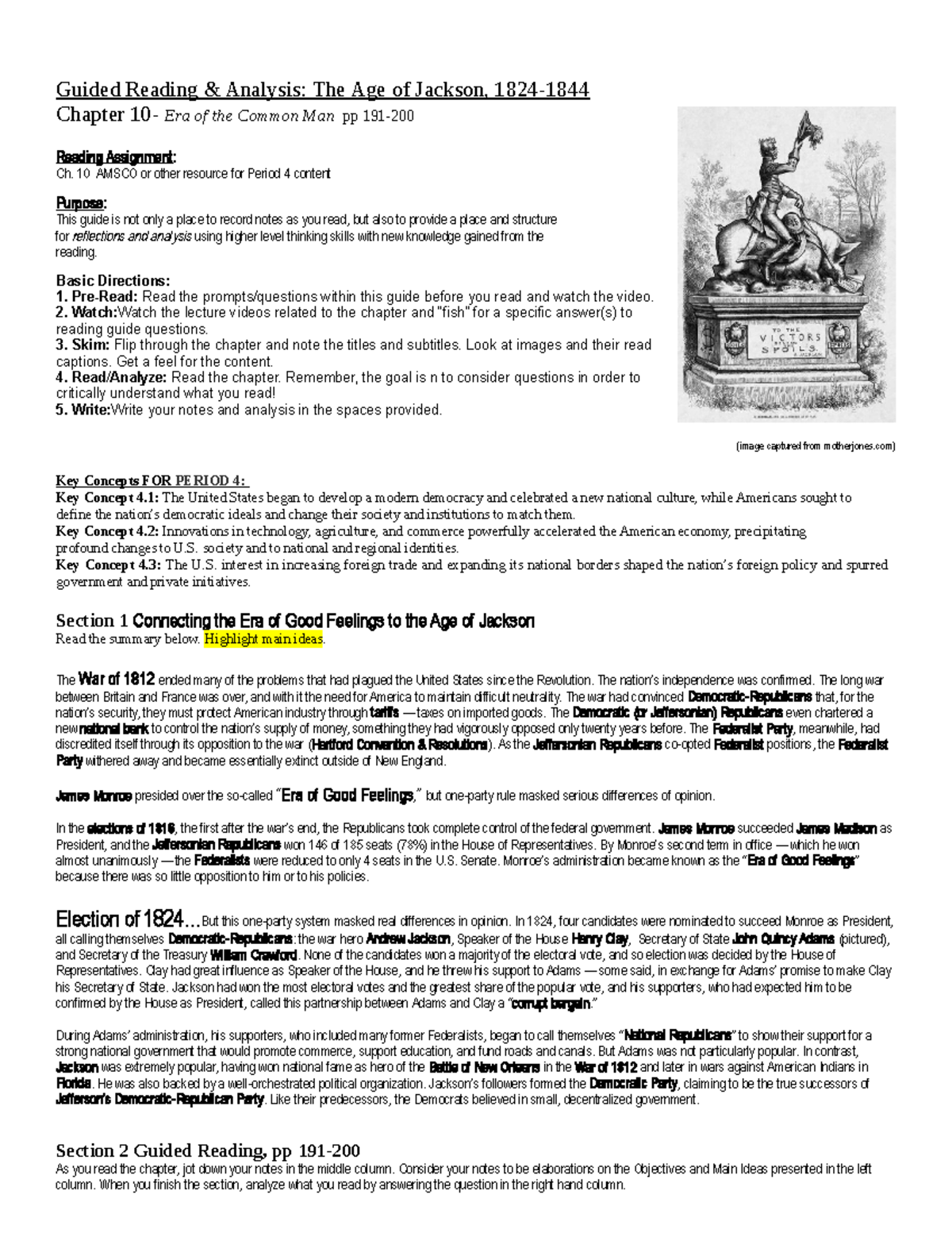 Amsco Ch 10 Reading Guide - Guided Reading & Analysis: The Age of ...