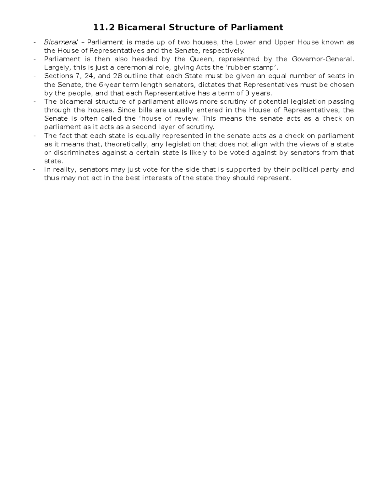 11.2 Bicameral Structure of Parliament - 11 Bicameral Structure of ...