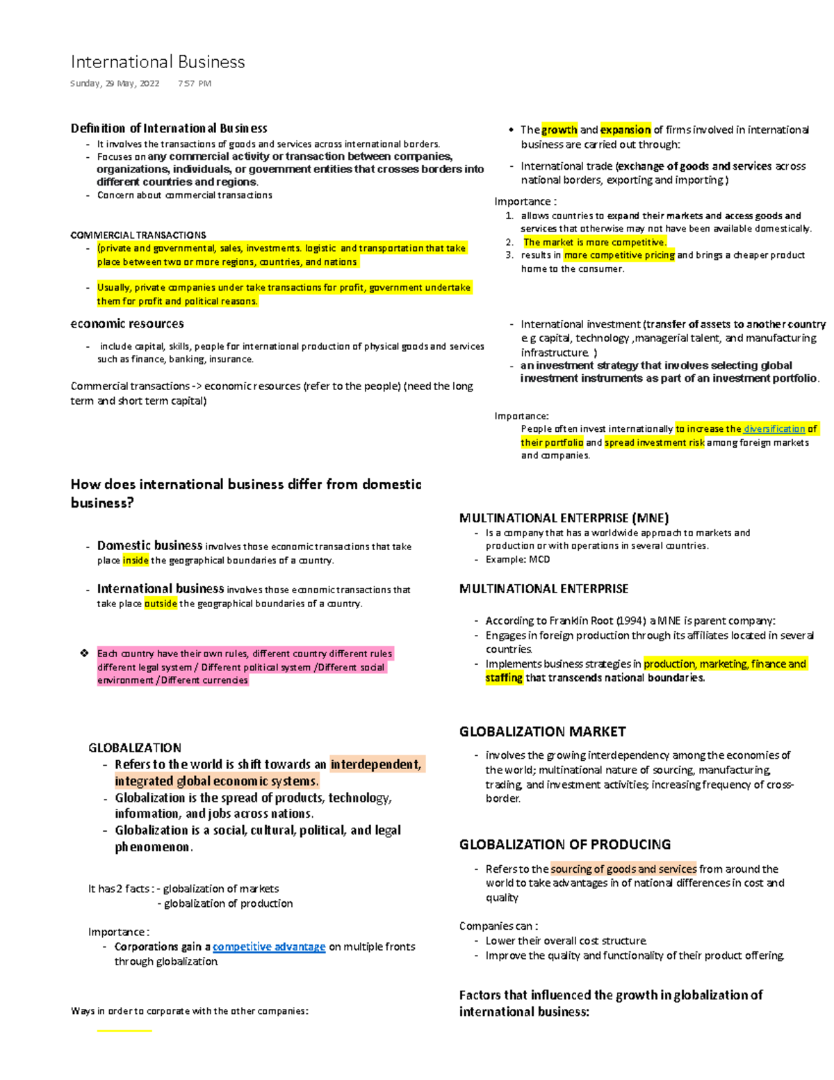 Global Business (Chapter 1) - Studocu