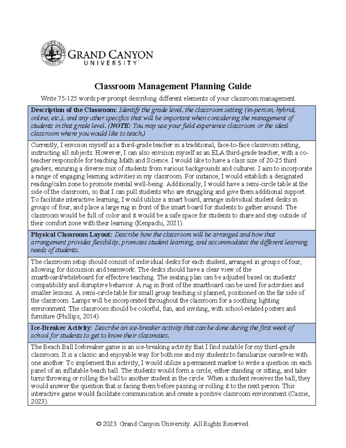ELM 515 RS T3 Classroom Management Planning Guide - Classroom ...