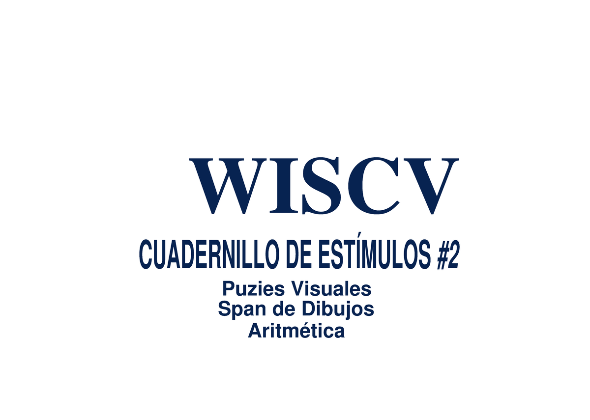 Puzles SPAN DE Dibujos WISC V - Ocred - Pruebas Psicológicas I - WISCV ...