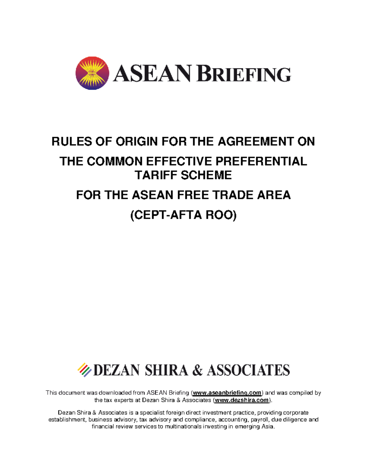 Asean Rules of Origin Aseanb - RULES OF ORIGIN FOR THE AGREEMENT ON THE ...