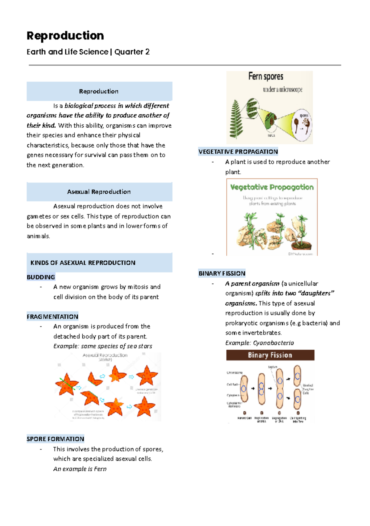 Lesson 2-Reproduction - Reproduction Earth and Life Science | Quarter 2 ...