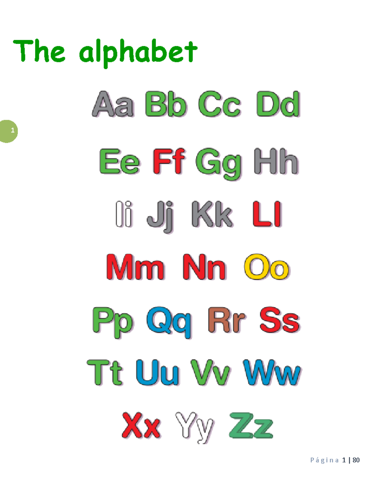 The alphabet - Ingles - 1 The alphabet 2 The colors - Studocu