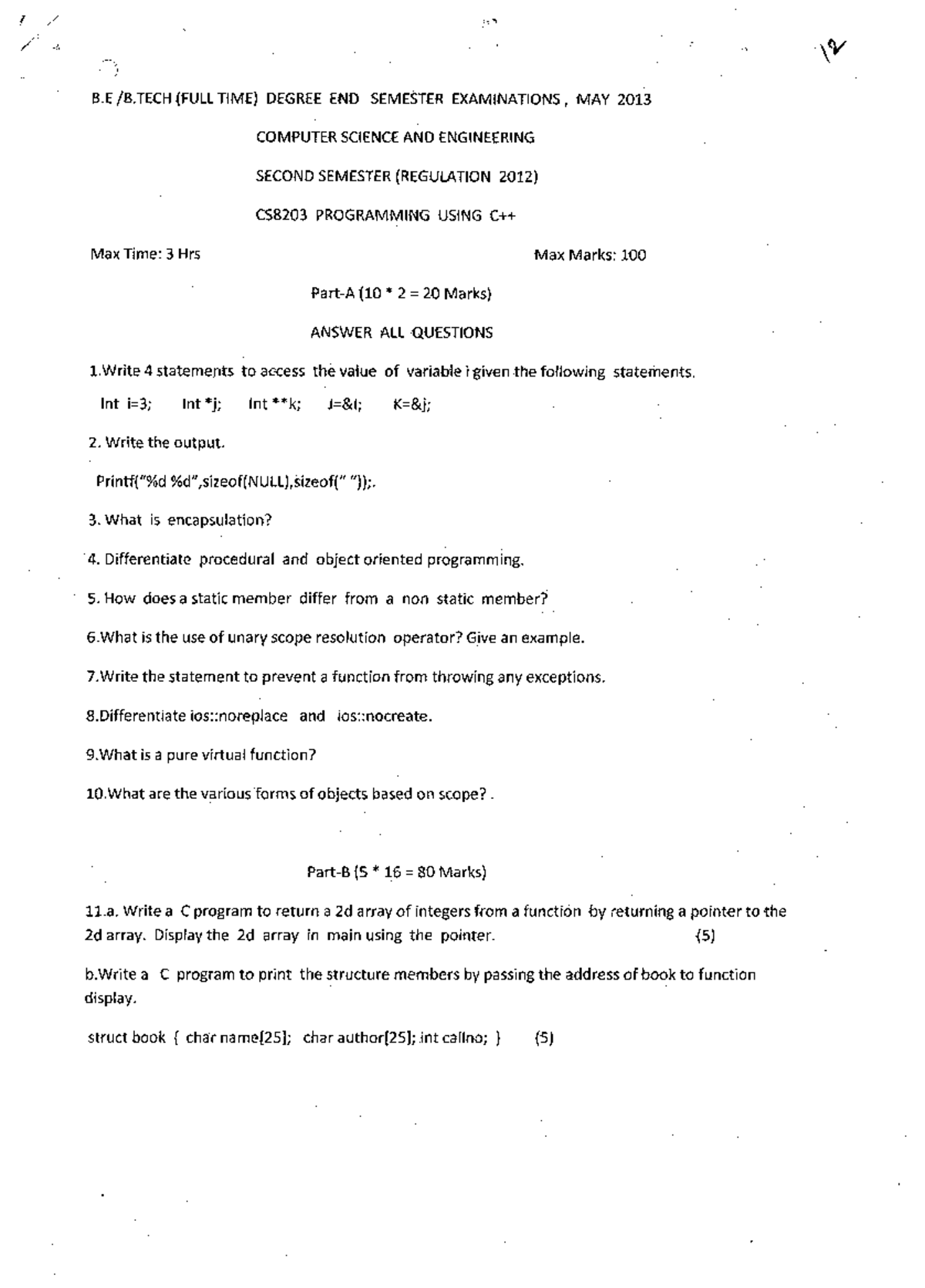 Model Question paper - computer science and engineering - Studocu