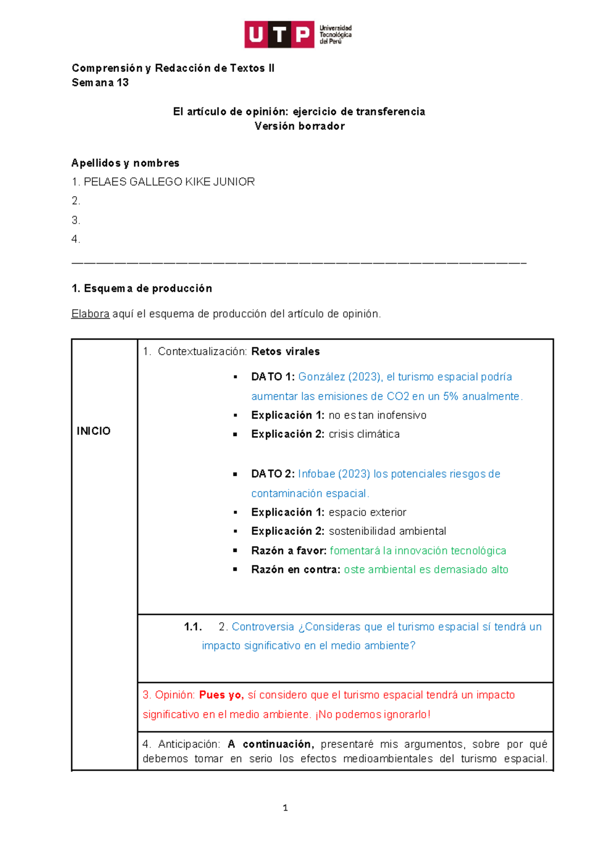 Utp Tarea Semana 13 - Comprensión y Redacción de Textos II Semana 13 El ...