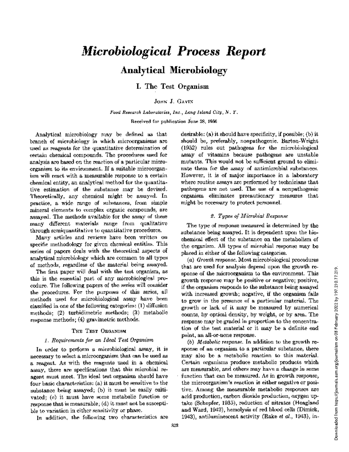 Analytical mcb - good lecture nlotes - Microbiological Process Report ...