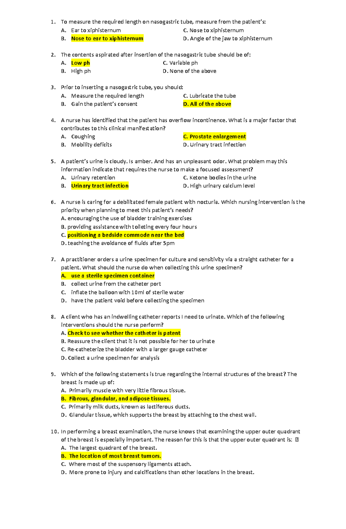 Mcn 2 rle p1 p2 - To measure the required length on nasogastric tube, measure from the patient’s ...