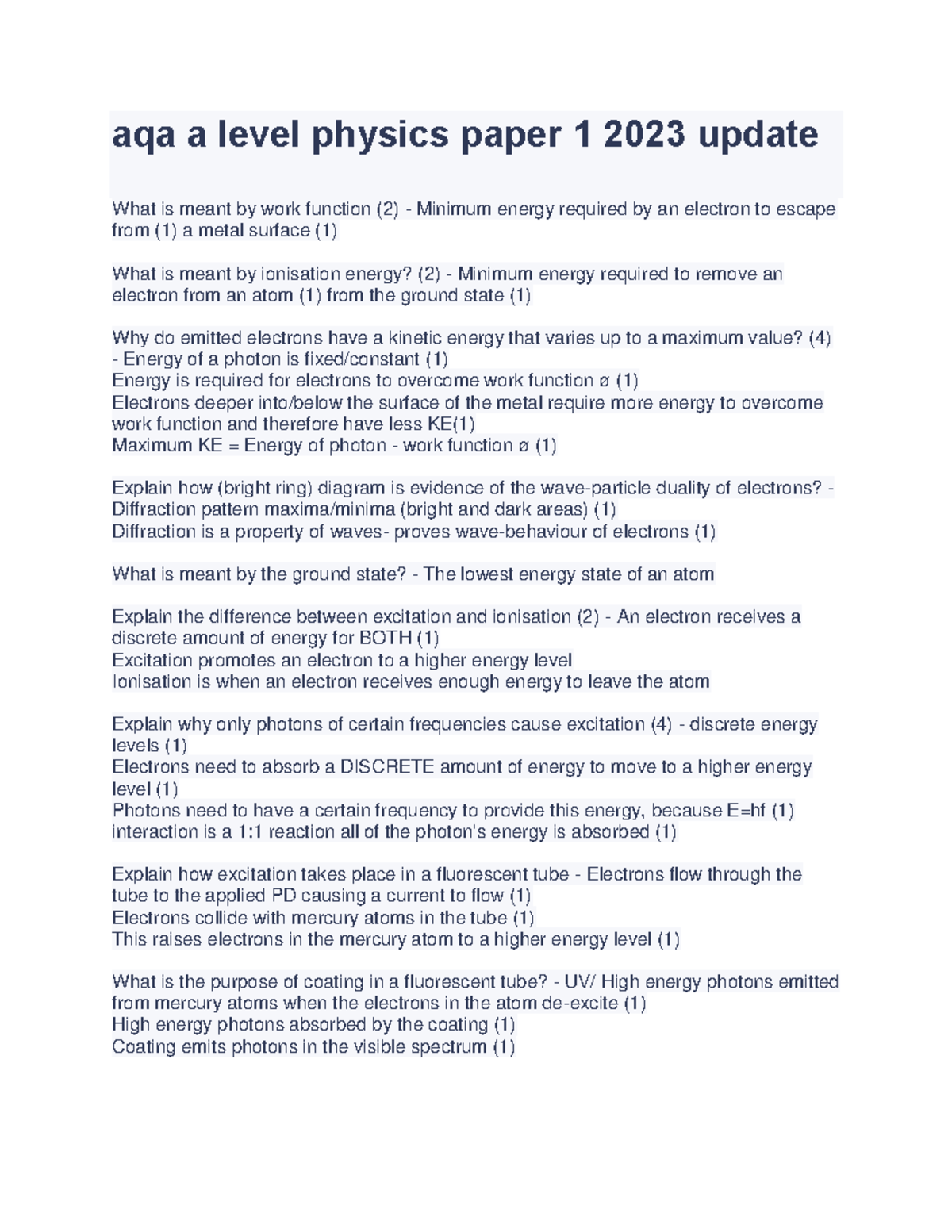 Aqa a level physics paper 1 2023 update - aqa a level physics paper 1 ...