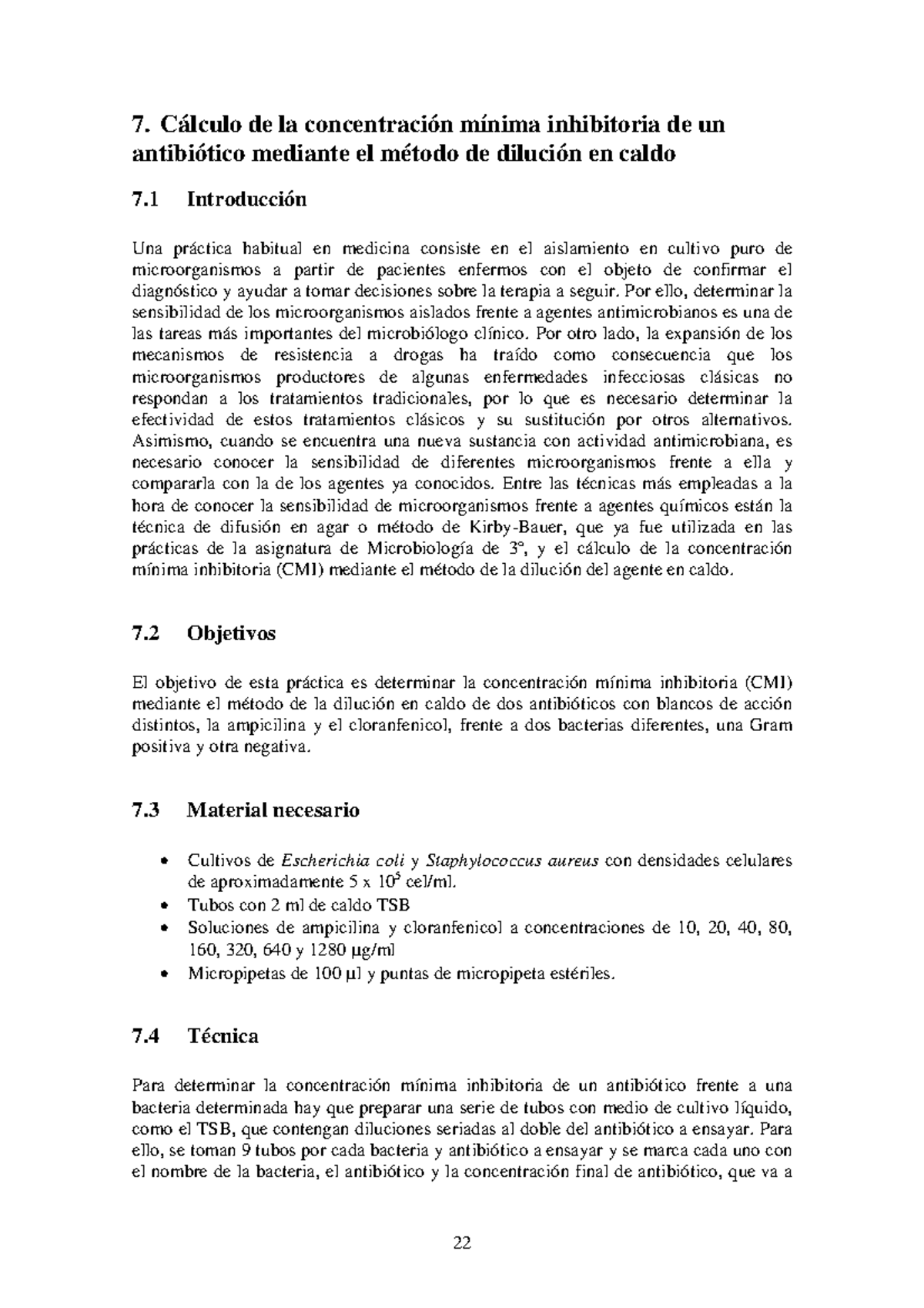 CMI - CMI - 22 7. Cálculo de la concentración mínima inhibitoria de un ...