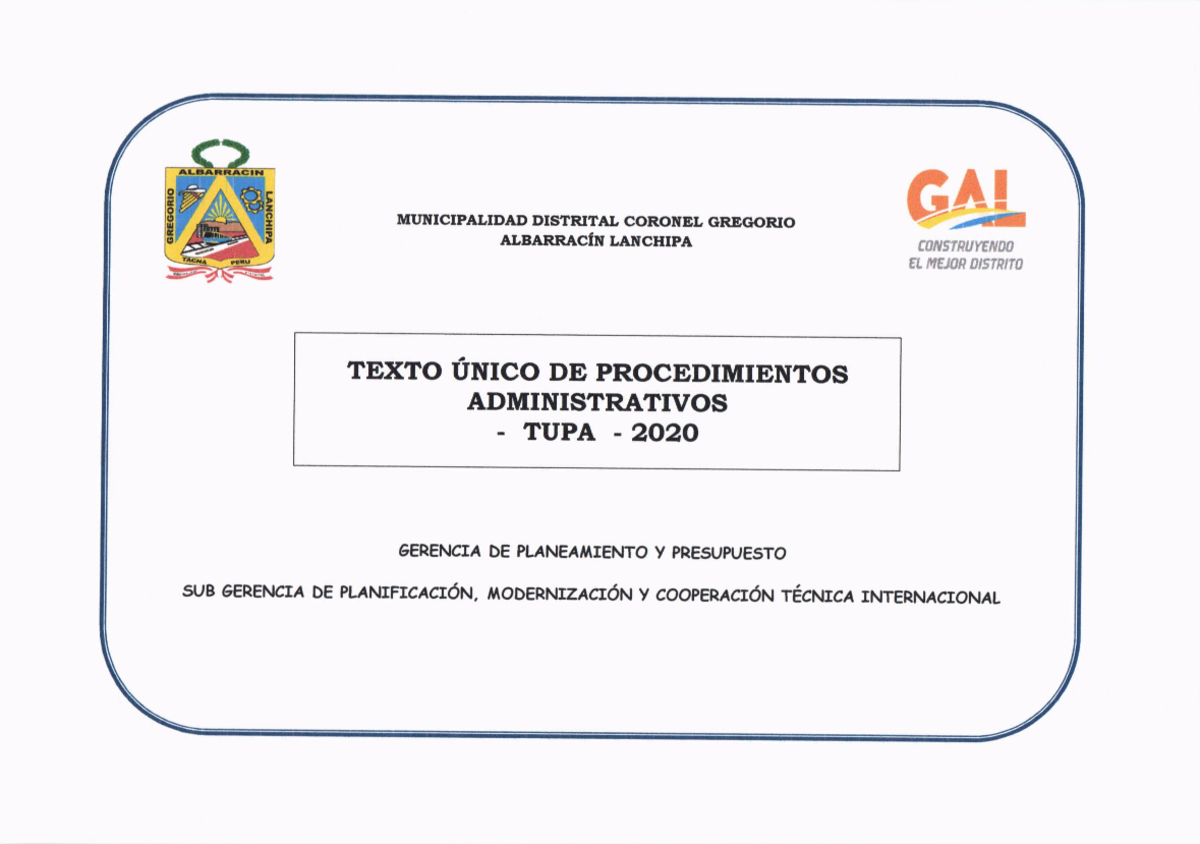 Tupa muni - tupa mdcga - MUTICIPALID/U) DISTRITAL COROIYEL ORE(X)RIO ...