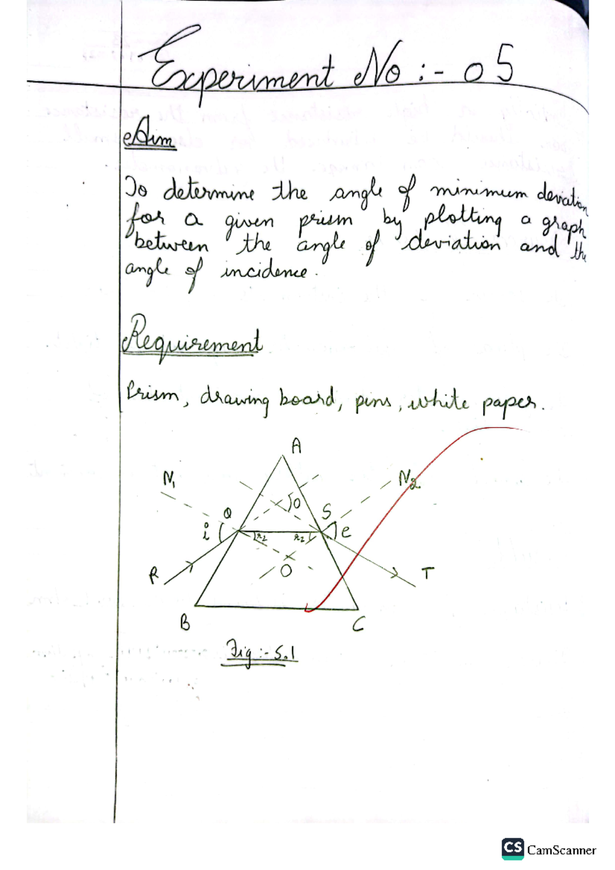 Class 12 practical 5 - Bhau - Experiment No 05 Aim To determine the angle of minimum deviation ...