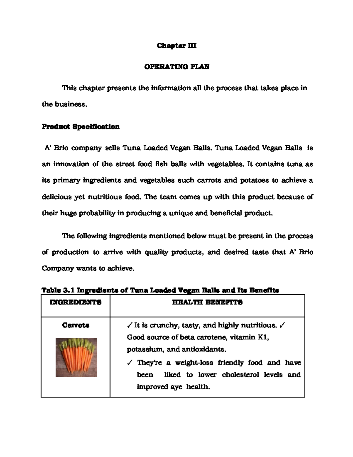 Chapter III Research - Chapter III OPERATING PLAN This chapter presents ...