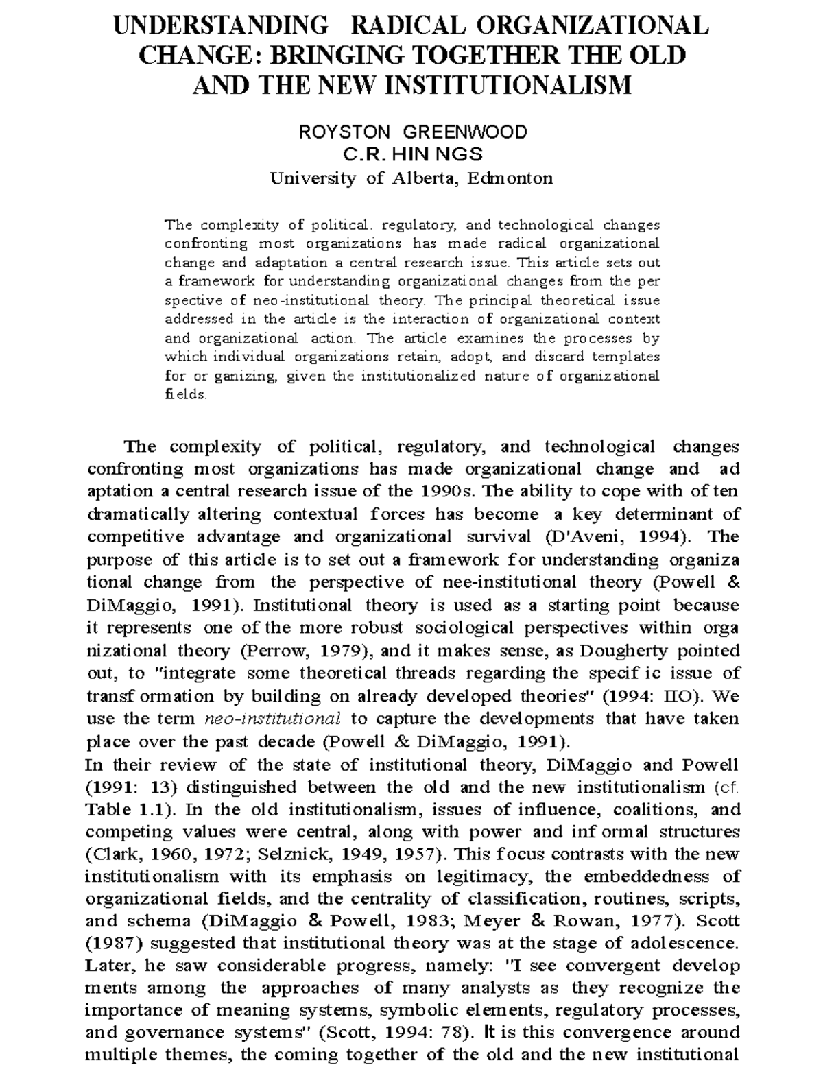 1 - yese - UNDERSTANDING RADICAL ORGANIZATIONAL CHANGE: BRINGING ...