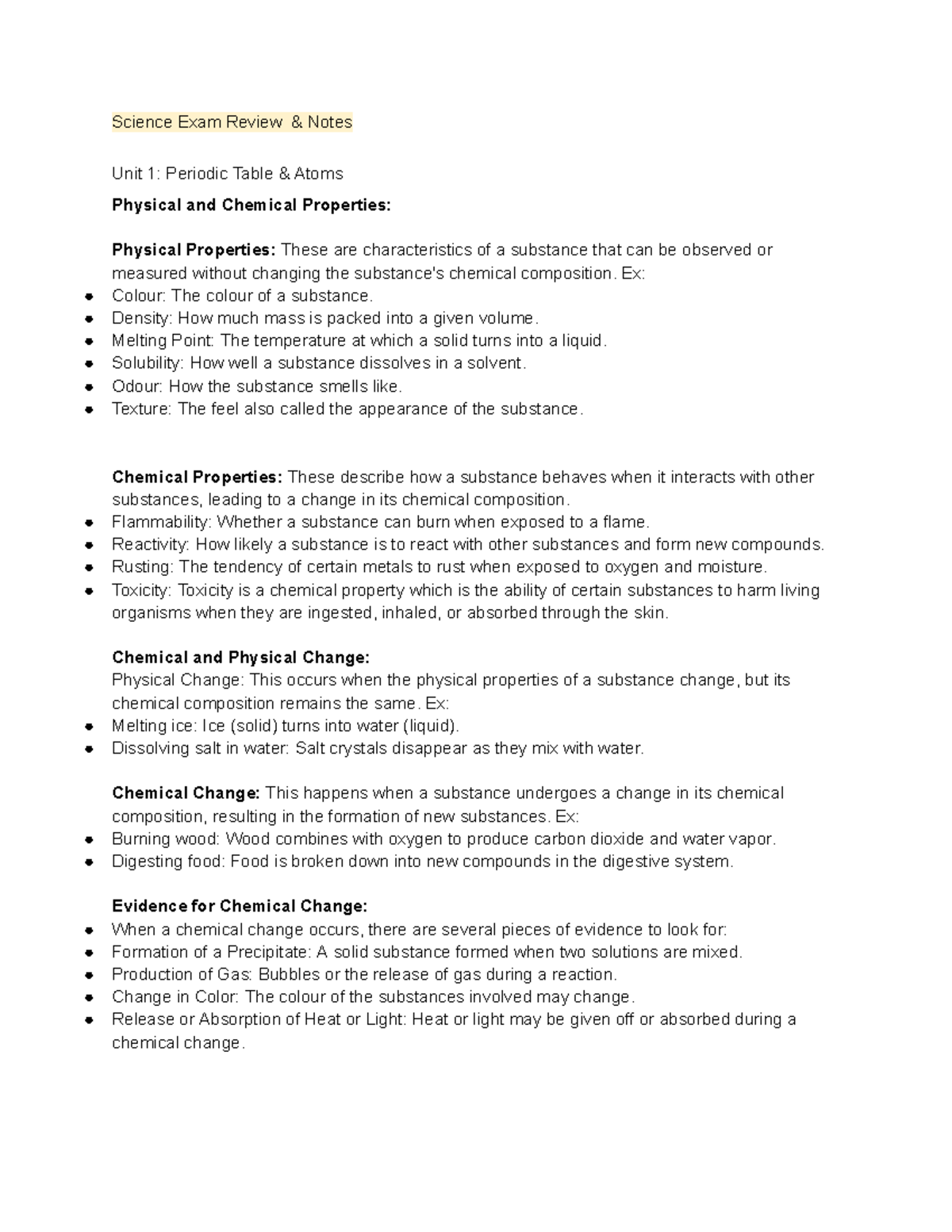 Grade 9 De - streamed Science Exam Review & Notes - Science Exam Review ...