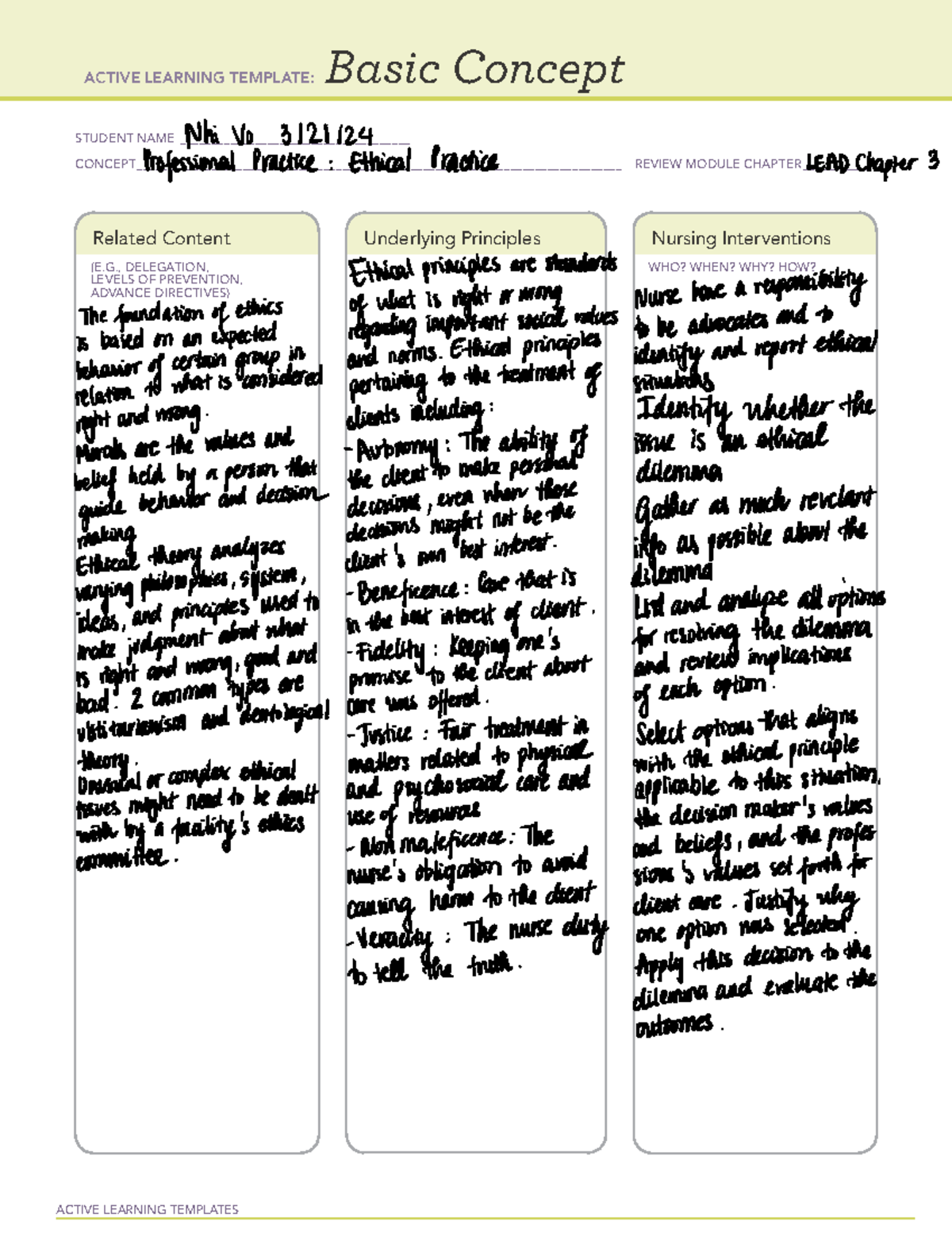 Basic Concept Ethics Principle - ACTIVE LEARNING TEMPLATES Basic ...