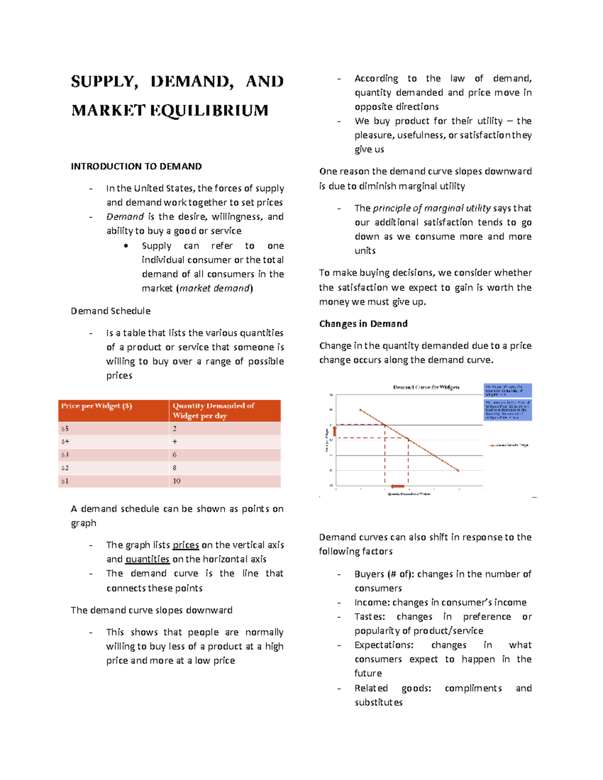 Supply - Changes in Demand Change in the quantity demanded due to a ...
