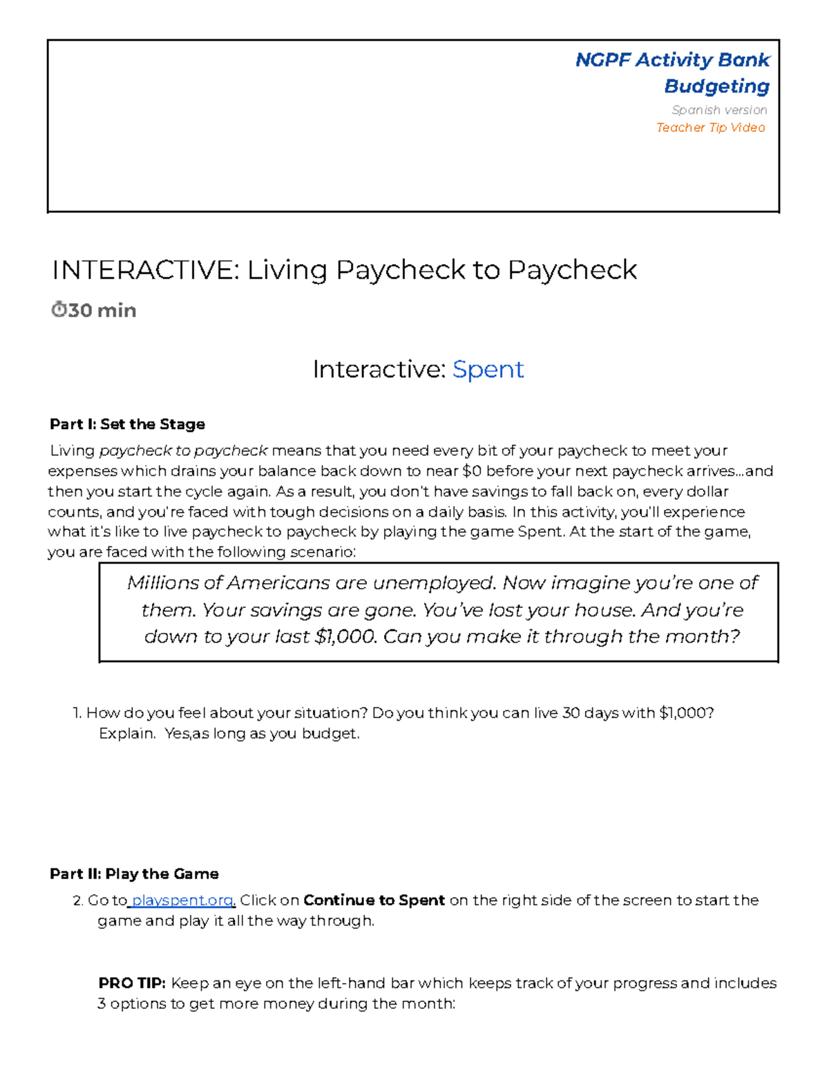 Matthew Alvarado - Copy of Interactive Living Paycheck to Paycheck ...