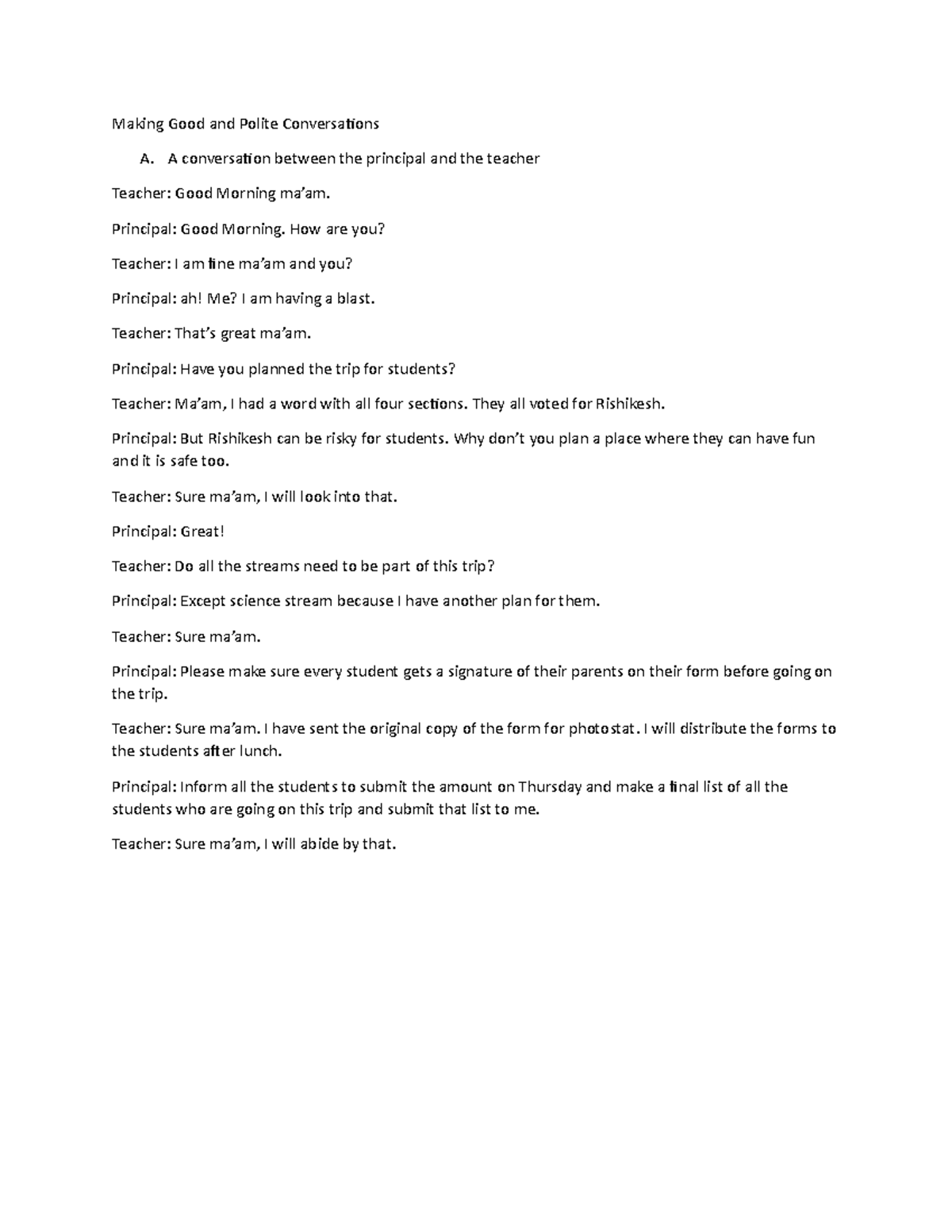 Making Conversations- A Guide to Good Speaking - Making Good and Polite ...