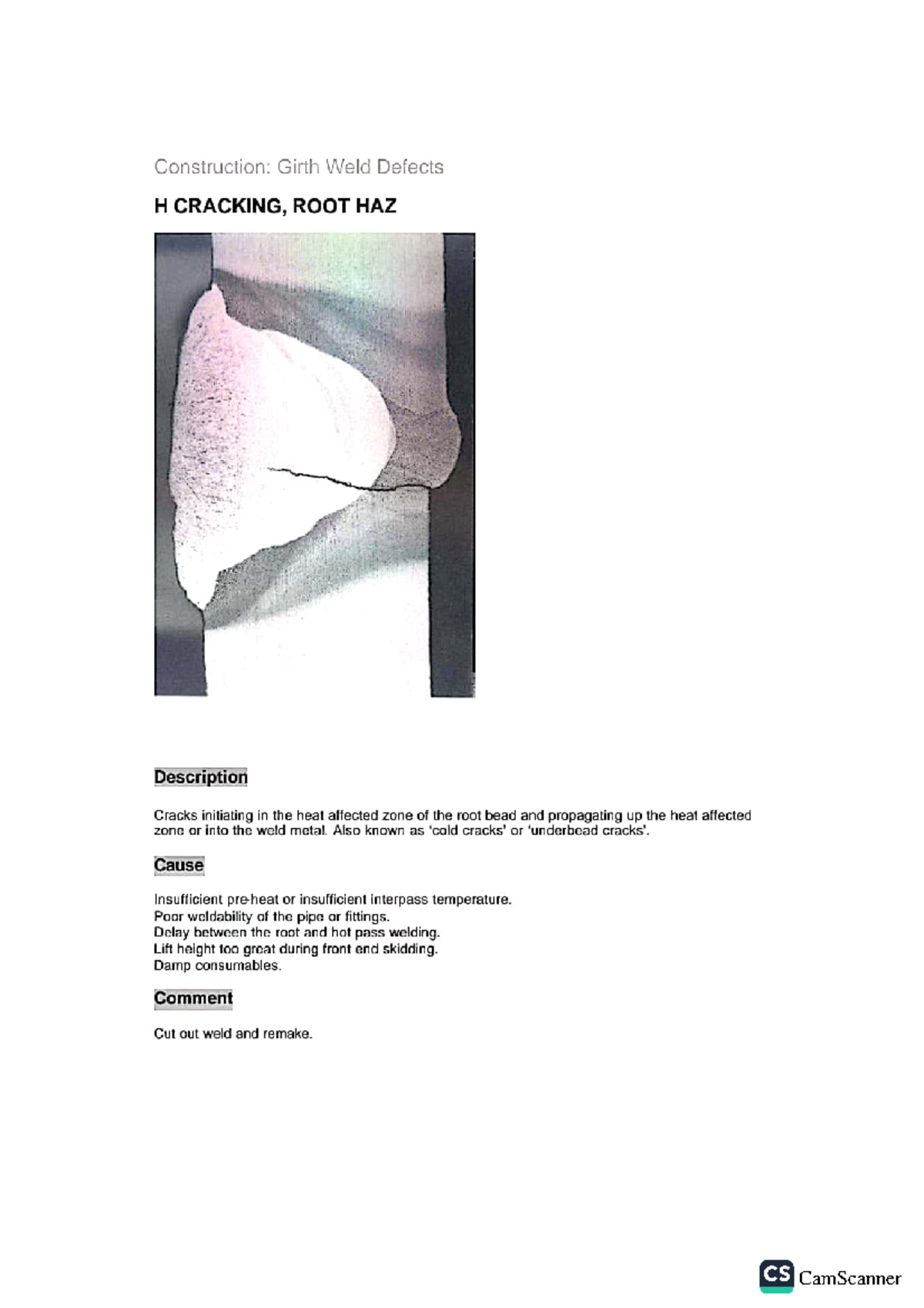 Piping 14 - Cracks initiating in the heat affected zone of the root ...