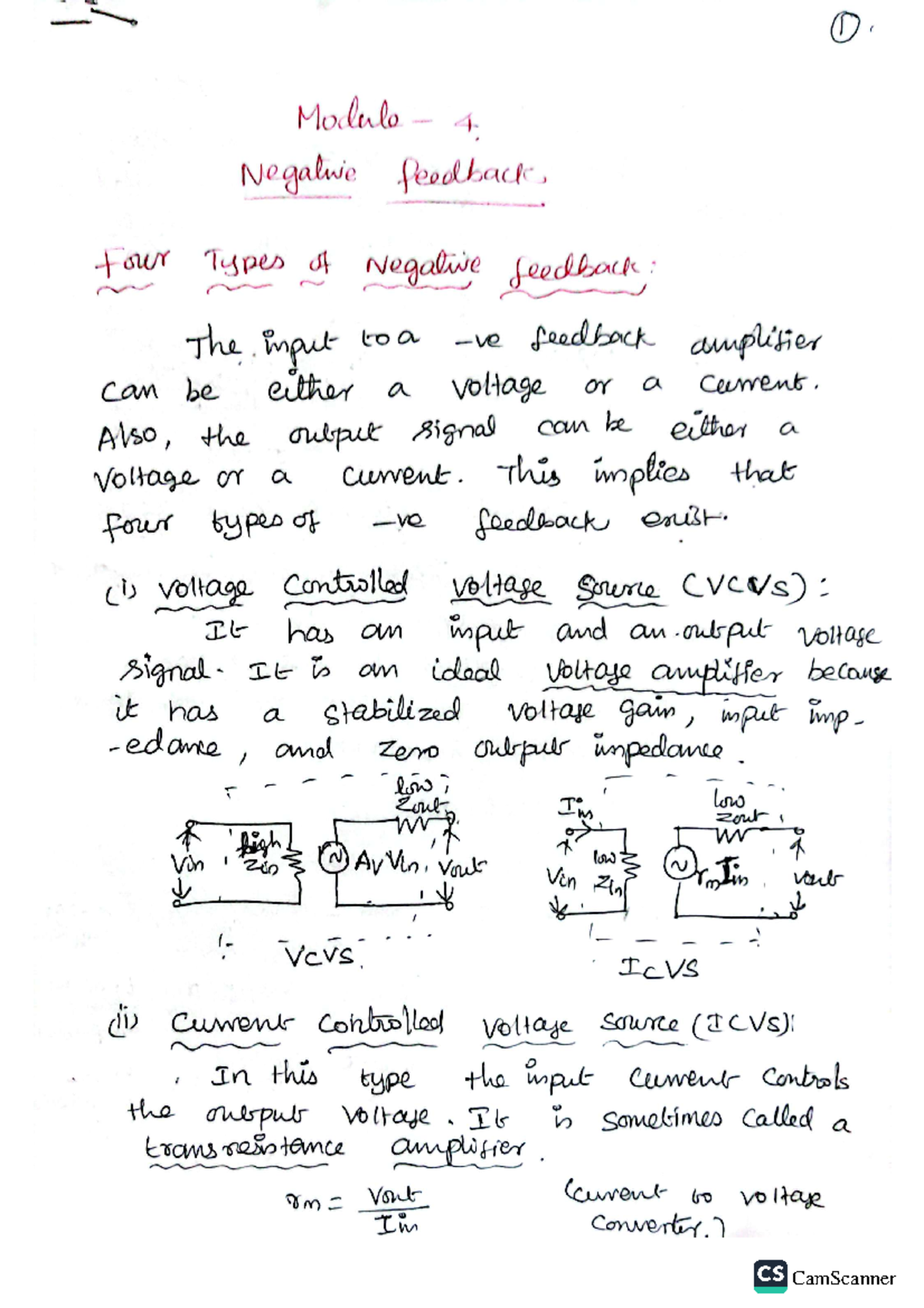 EPC bec303 Module 4 notes - I Module 4 Negative feedback Four Types of ...