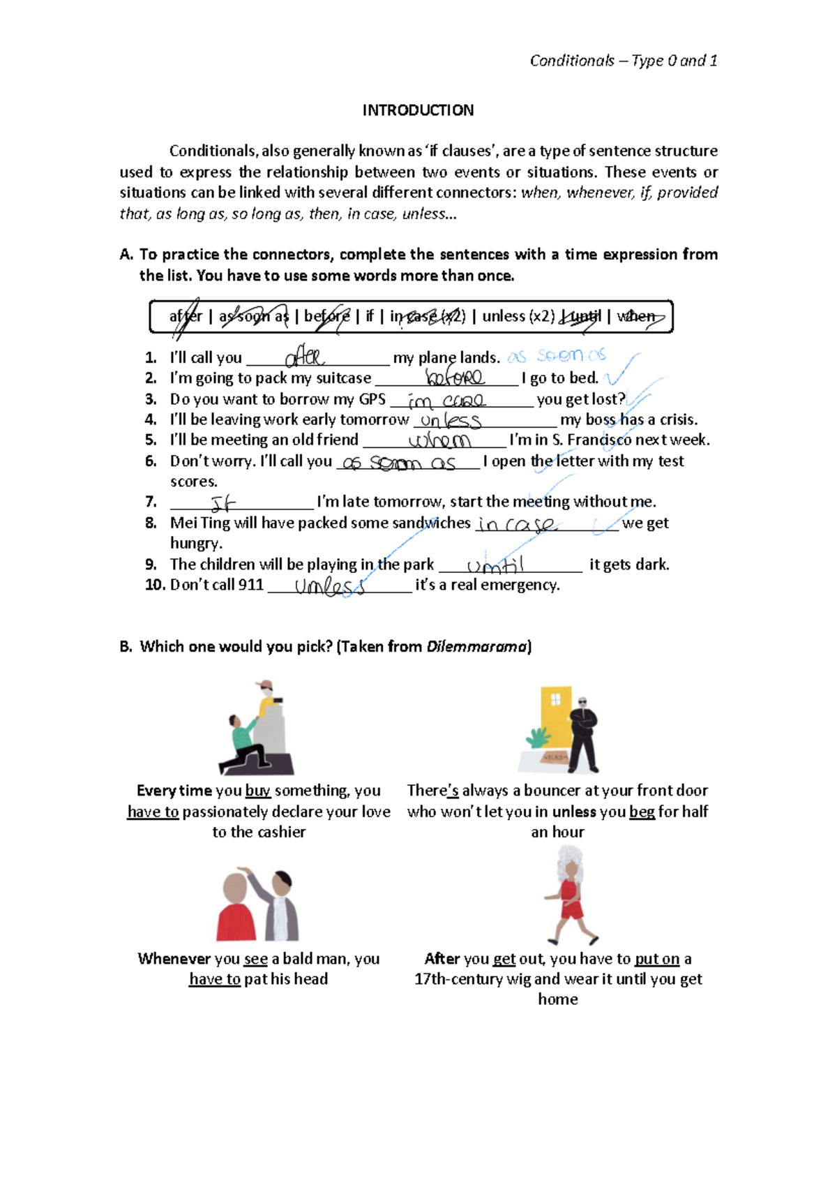 Type0 and 1 7ab02c13359598 a4a1c5846f3fa385e5 - Conditionals – Type 0 and 1 INTRODUCTION - Studocu