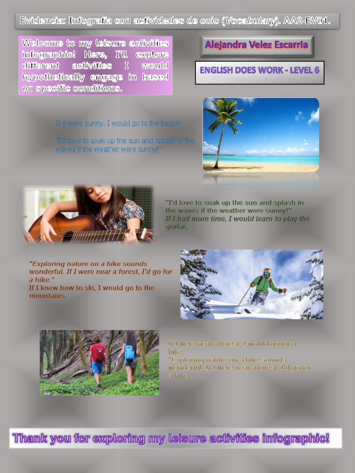 Infografía con actividades de ocio (Vocabulary). AA2-EV01 - Contaduría ...